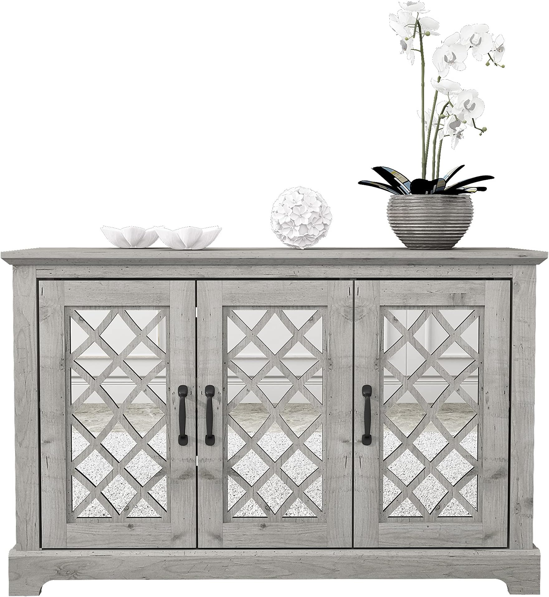 Amazon.com: Merax Gray Farmhouse Buffet Sideboard with Mirror Doors ...