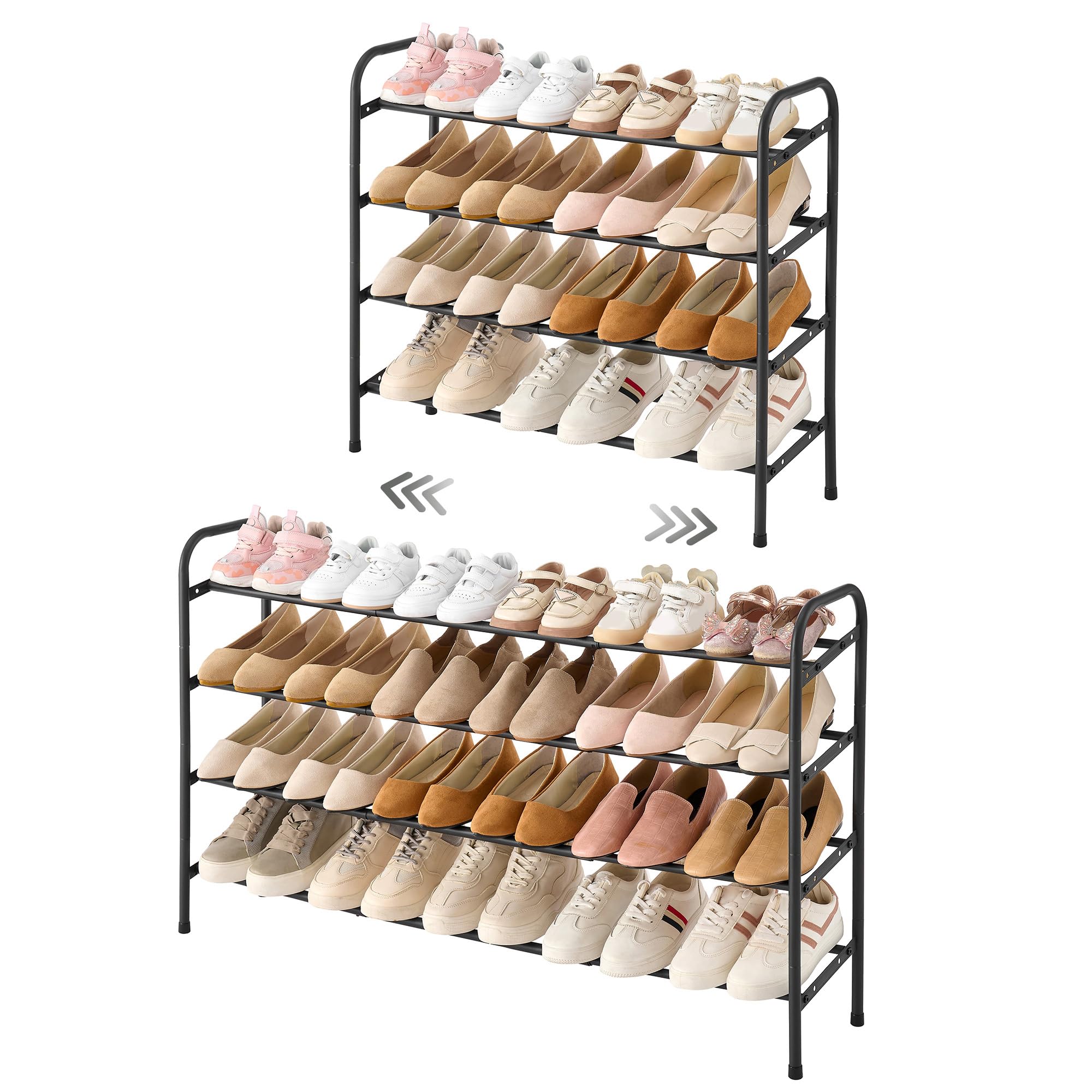Amazon.com: Gewudraw 4-Tier Shoe Rack Expandable, Width Adjustable Shoe ...