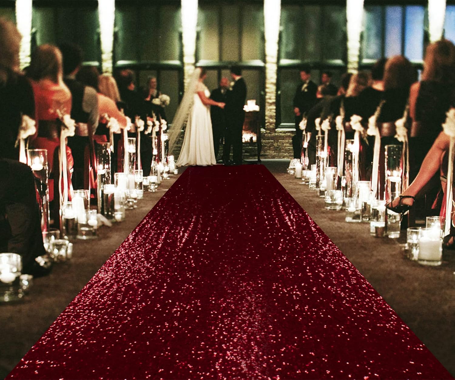Aisle Runners for Weddings Burgundy 36Inchx15FT Sequin Floor Carpet ...