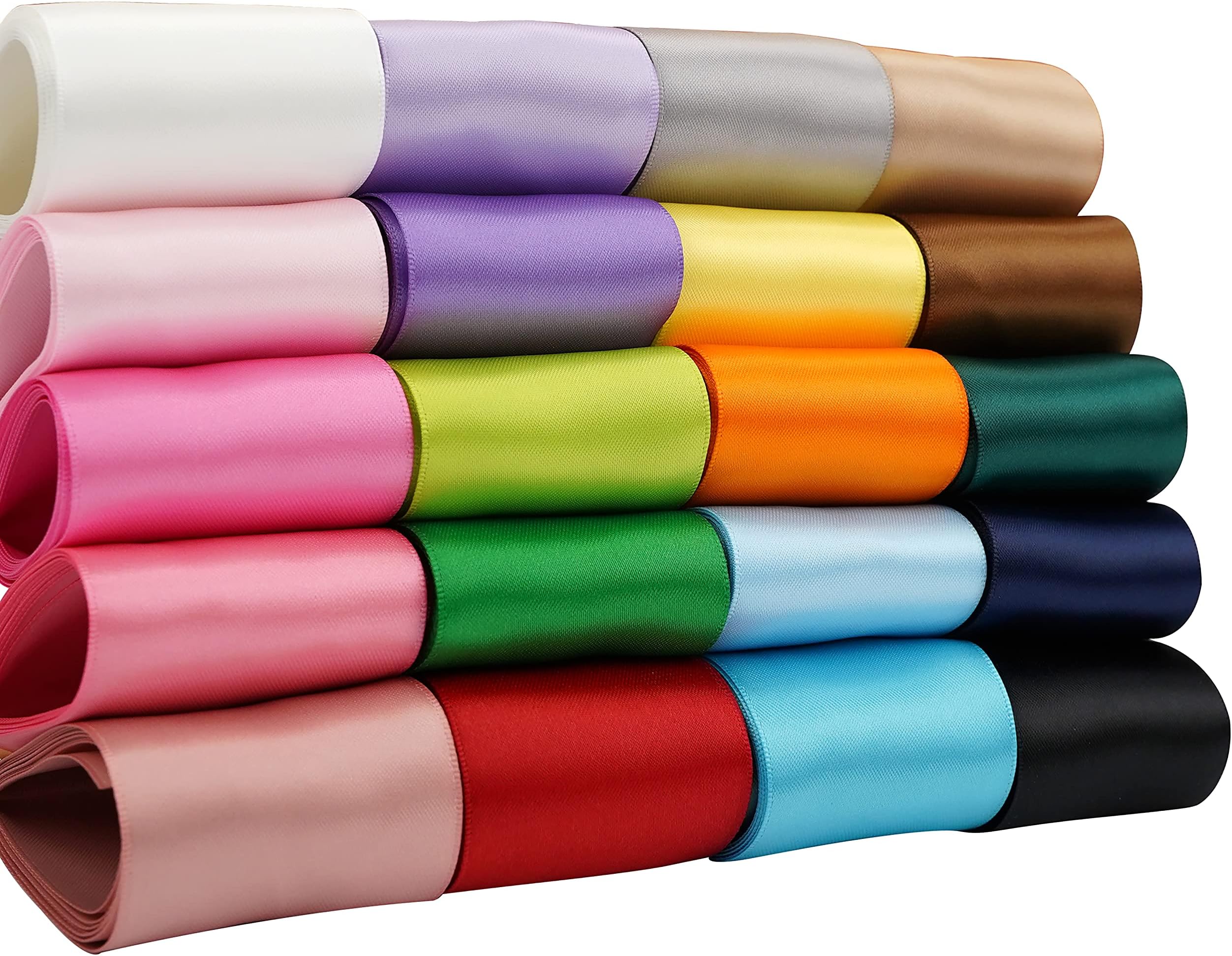 Amazon.com: 3 Inch Wide Solid Color Double Sided Polyester Satin Ribbon ...