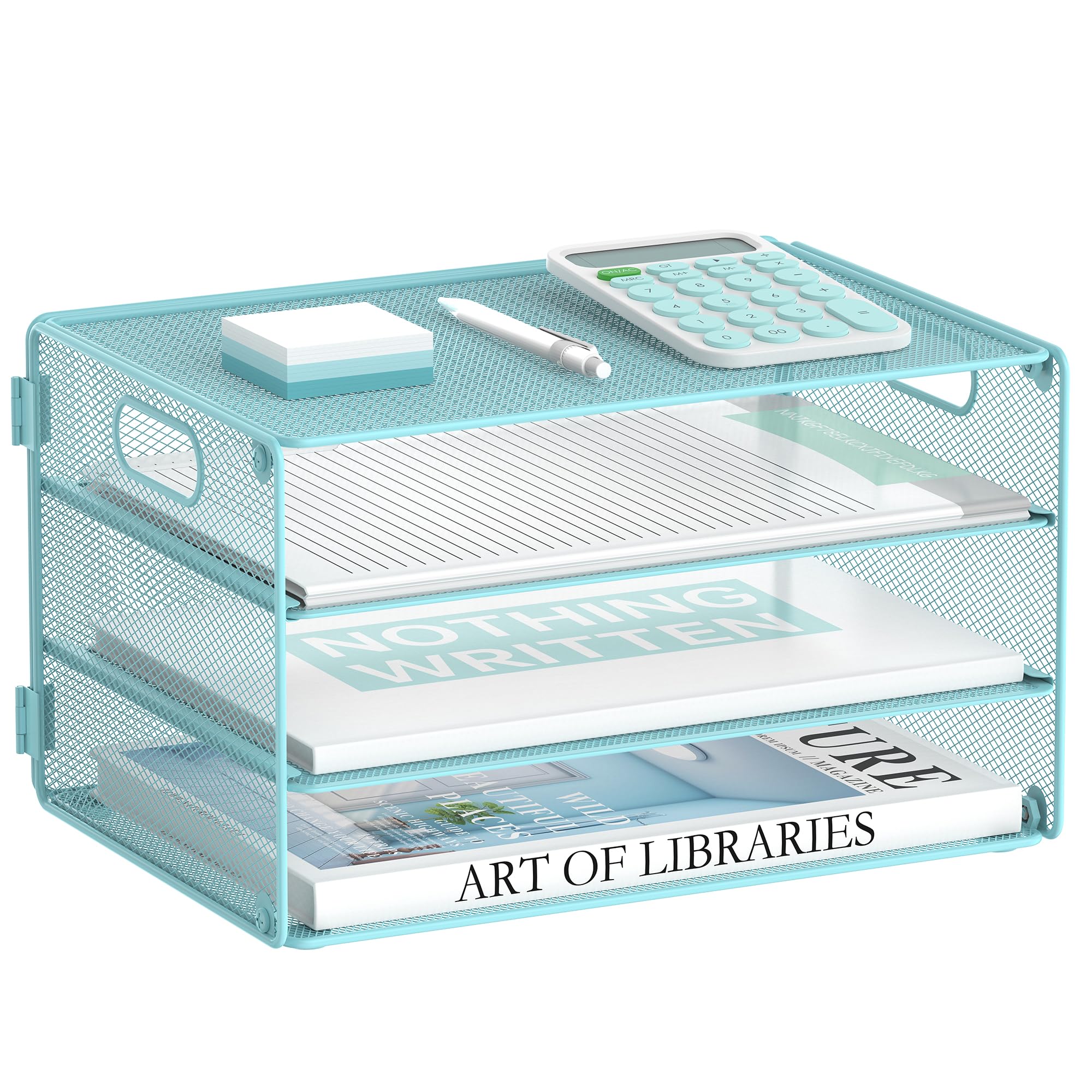 Amazon.com: DALTACK 3 Tier Letter Tray Paper Organizer with Handle ...