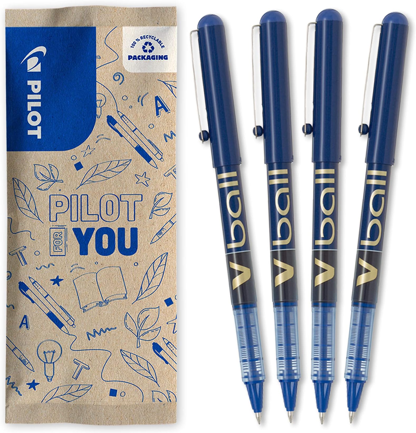 Pilot - Hi-Tecpoint V7 - Medium Point Liquid Ink Pen - Blue (Box of 12 ...