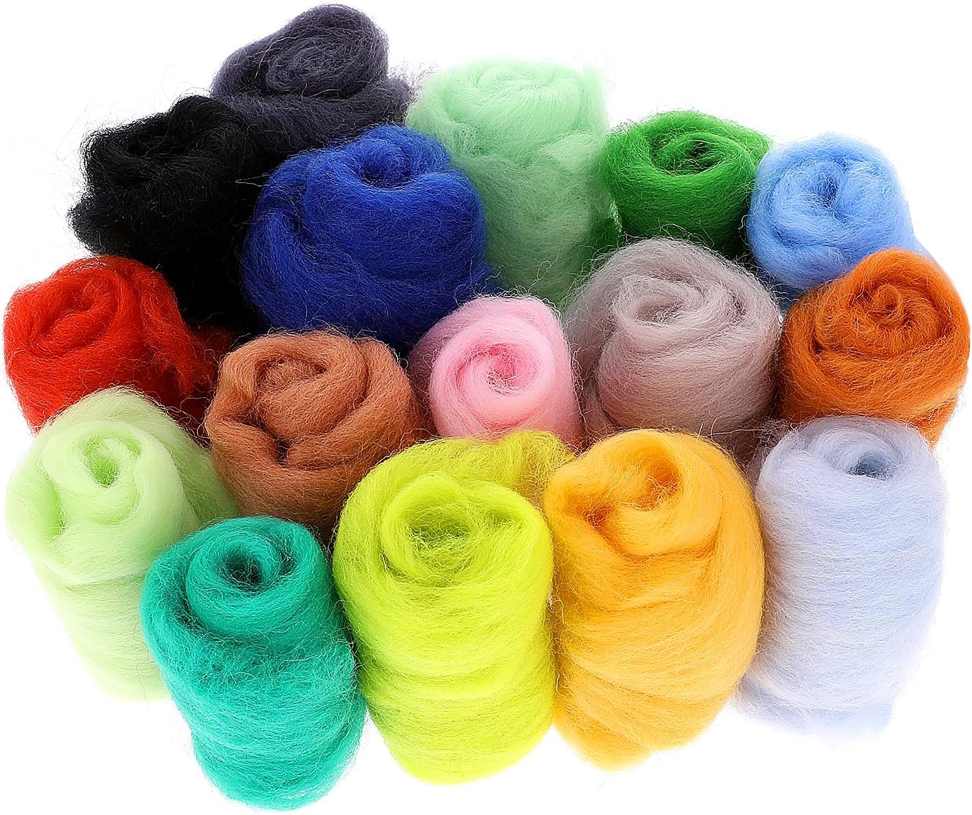 Amazon.com: 16 Colors Fiber Wool Roving, Fiber Needle Felting Wool ...