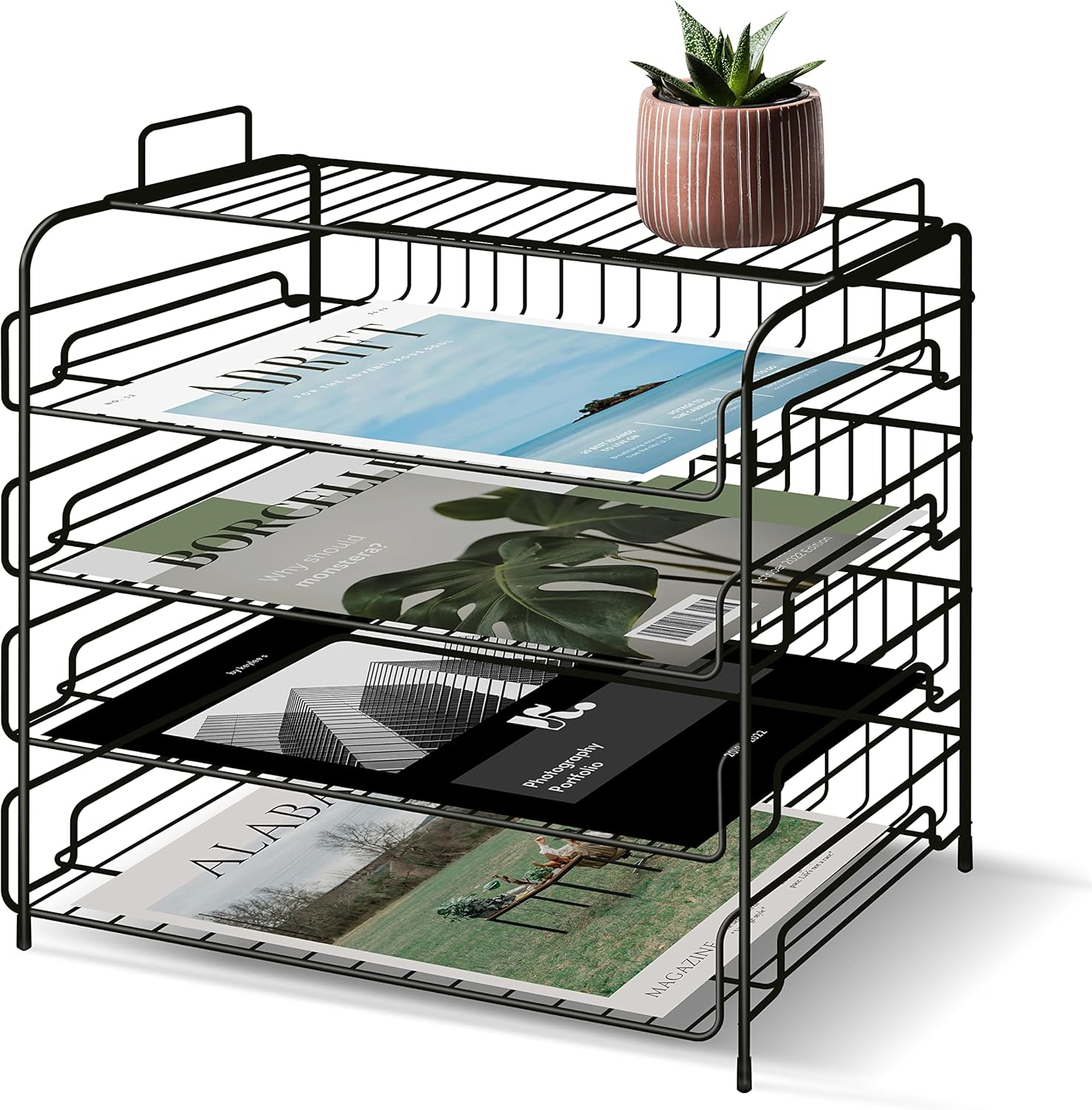 Amazon.com: Stackable Letter Tray, 4 Trays Paper Organizer Letter Tray ...