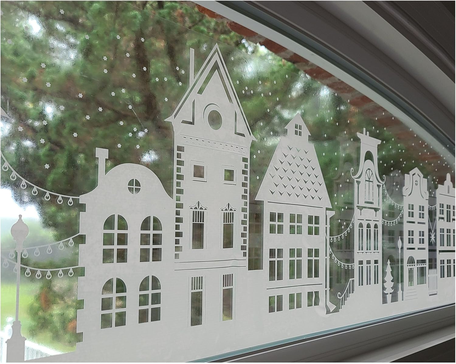 Amazon.com: 47" White Christmas Window Cling. Dickens Village Street ...