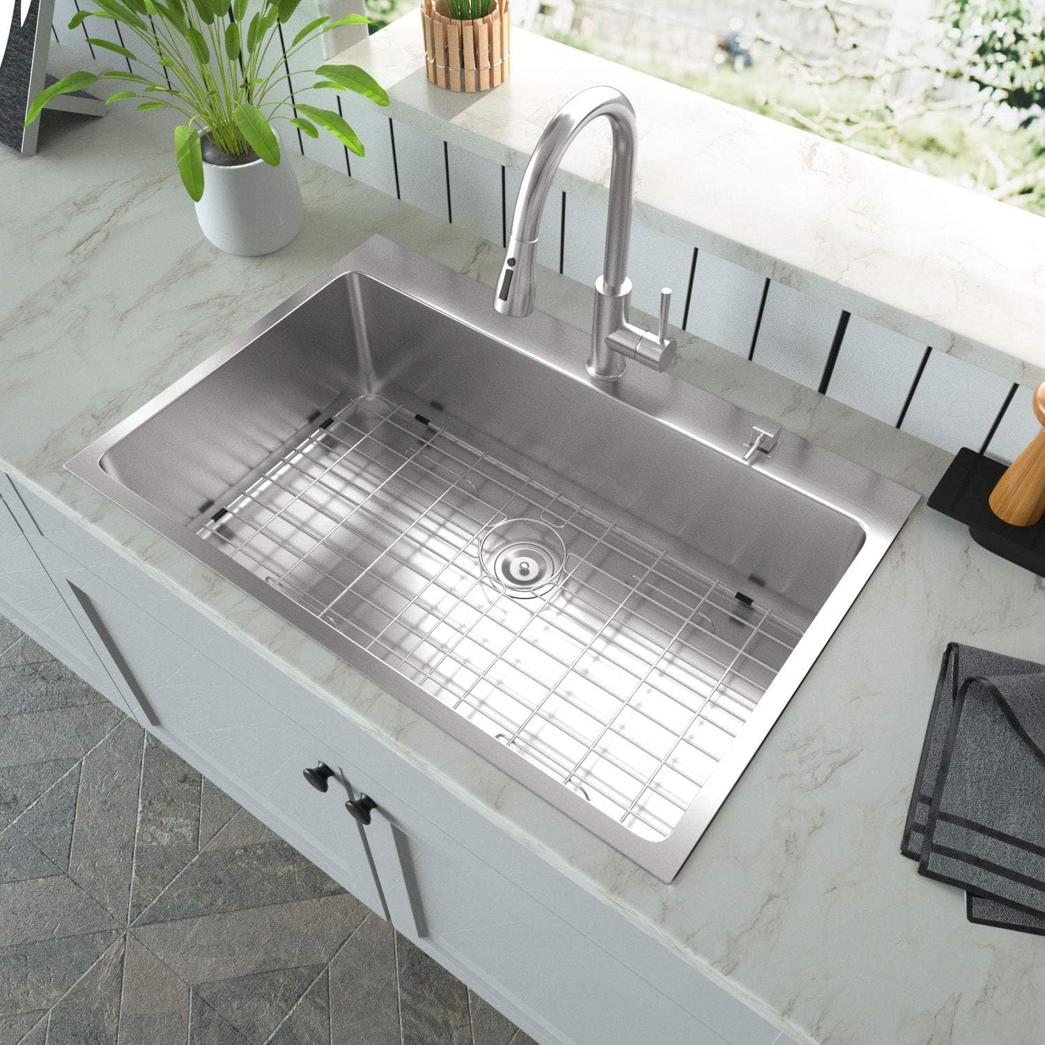 Snapklik.com : Mocoloo 33 Inch Drop In Kitchen Sink 33x22 Stainless ...
