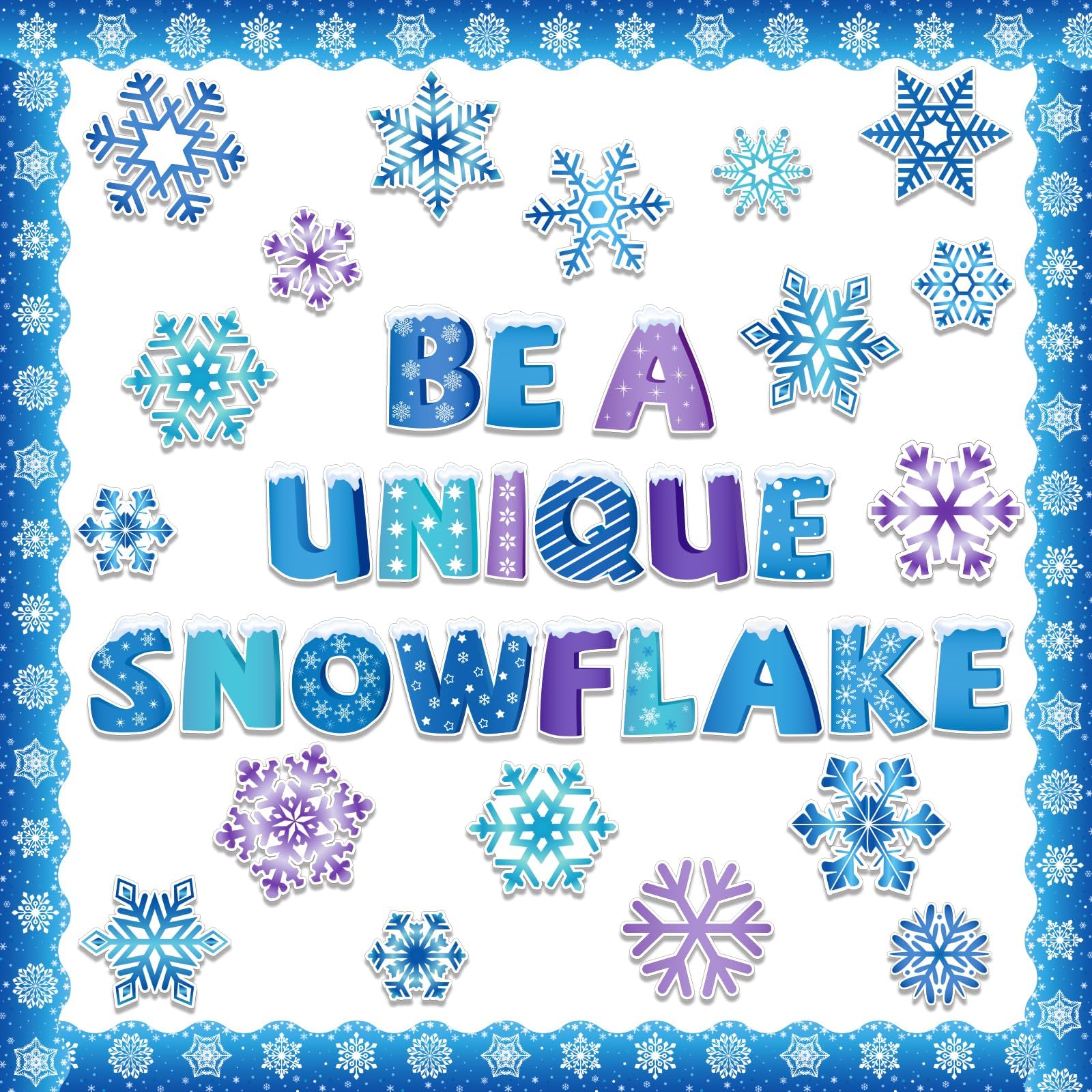 Amazon.com : Kepeel Winter Snowflake Bulletin Board Classroom ...
