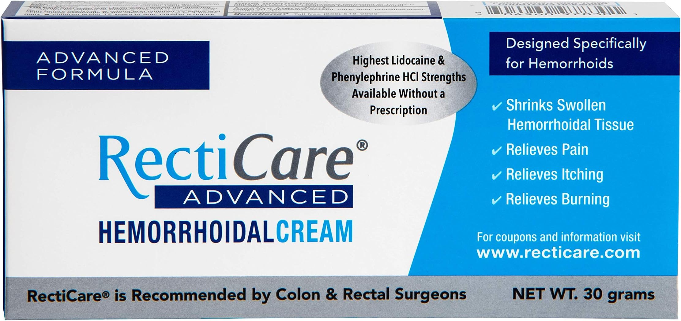 Amazon.com: Recticare Advanced Hemorrhoidal Cream: Advanced Treatment ...