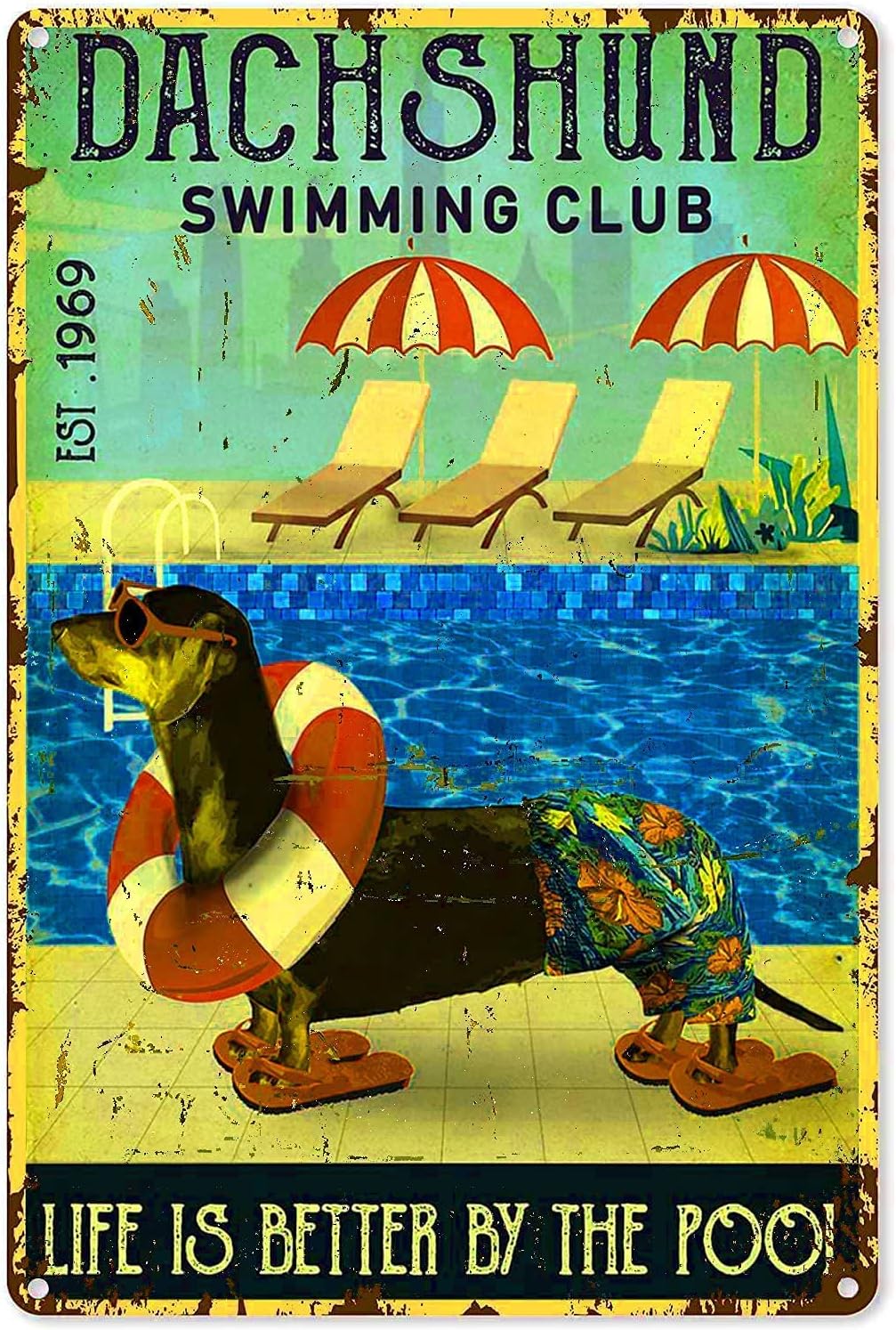 Amazon.com: 8x12 Inches Classic Tin Sign Pool Art Work Swimming Club ...