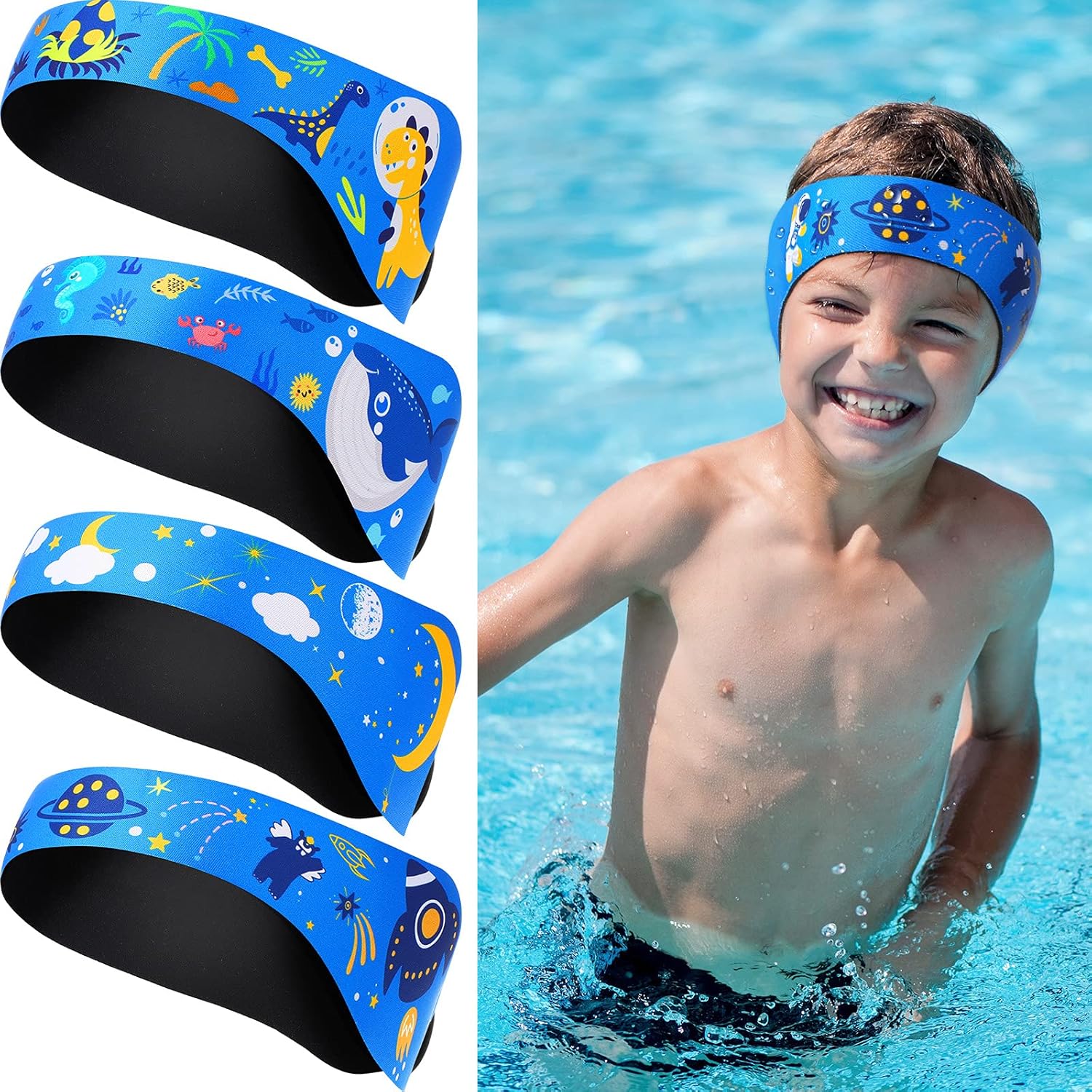 Amazon.com: HESTYA 4 Pieces Swimming Headband for Kids, Swimming Ear ...