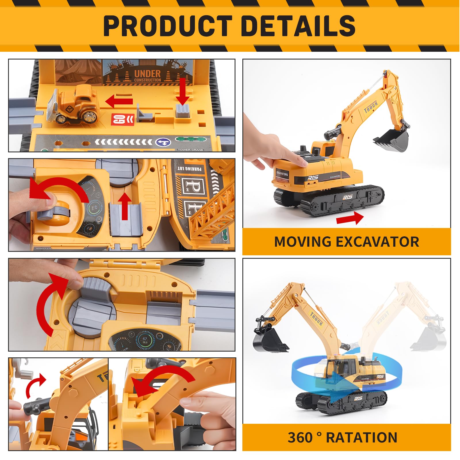 VELIYAKA Construction Vehicles Toy for Boys, 2 in 1 Engineering ...