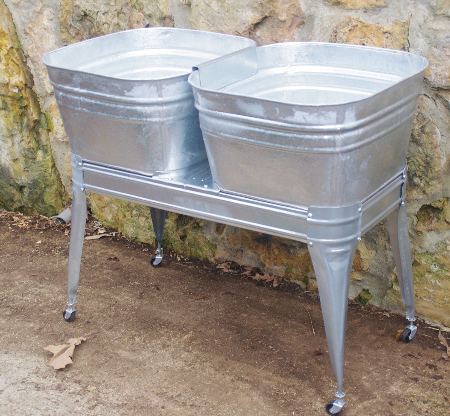 Vintage Wash Tub With Stand Antique Wheeling Single Wash Tub Stand