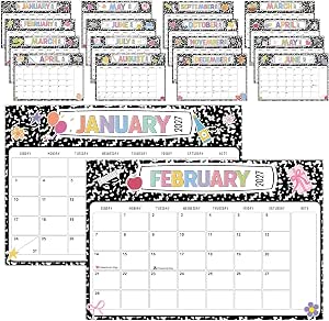 Teacher Large Desk Calendar 2026-2027, Composition Notebook 18 Month ...