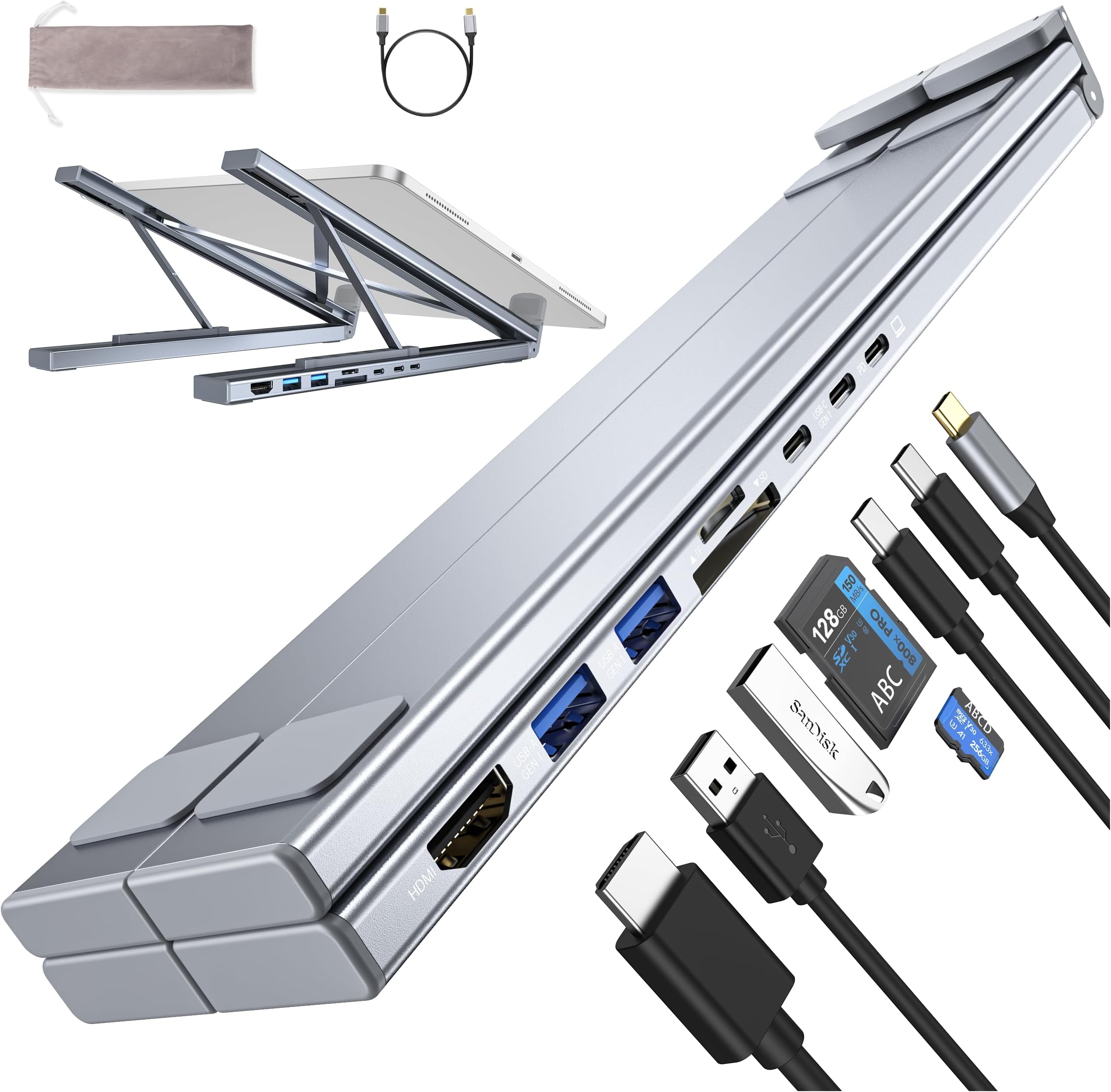 Amazon.com: HyperDrive 7 in 1 USB C Hub Laptop Stand - HDMI 4K30Hz, USB ...
