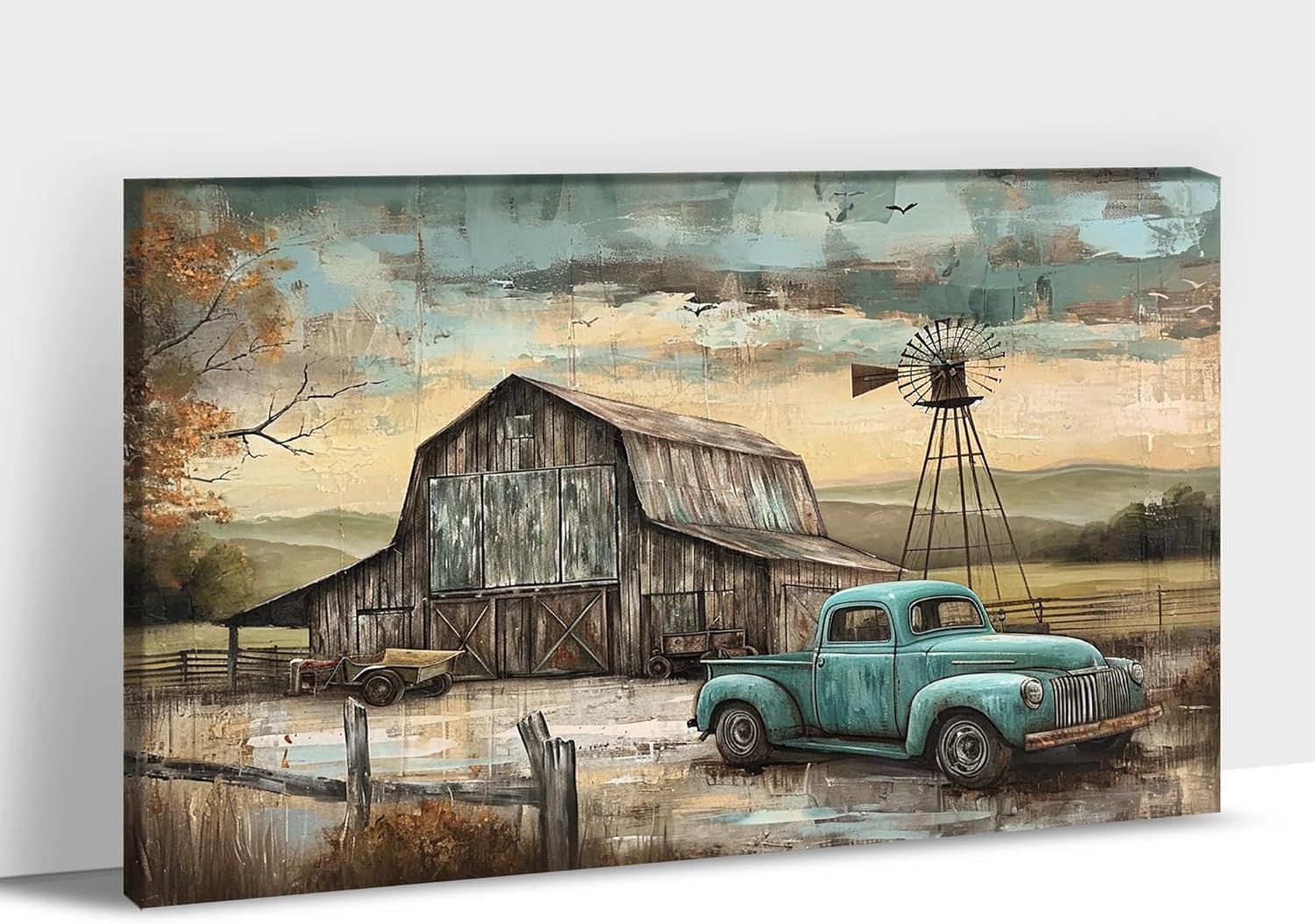 Amazon.com: Farmhouse Prints Wall Art, Vintage Barn and Old Truck ...