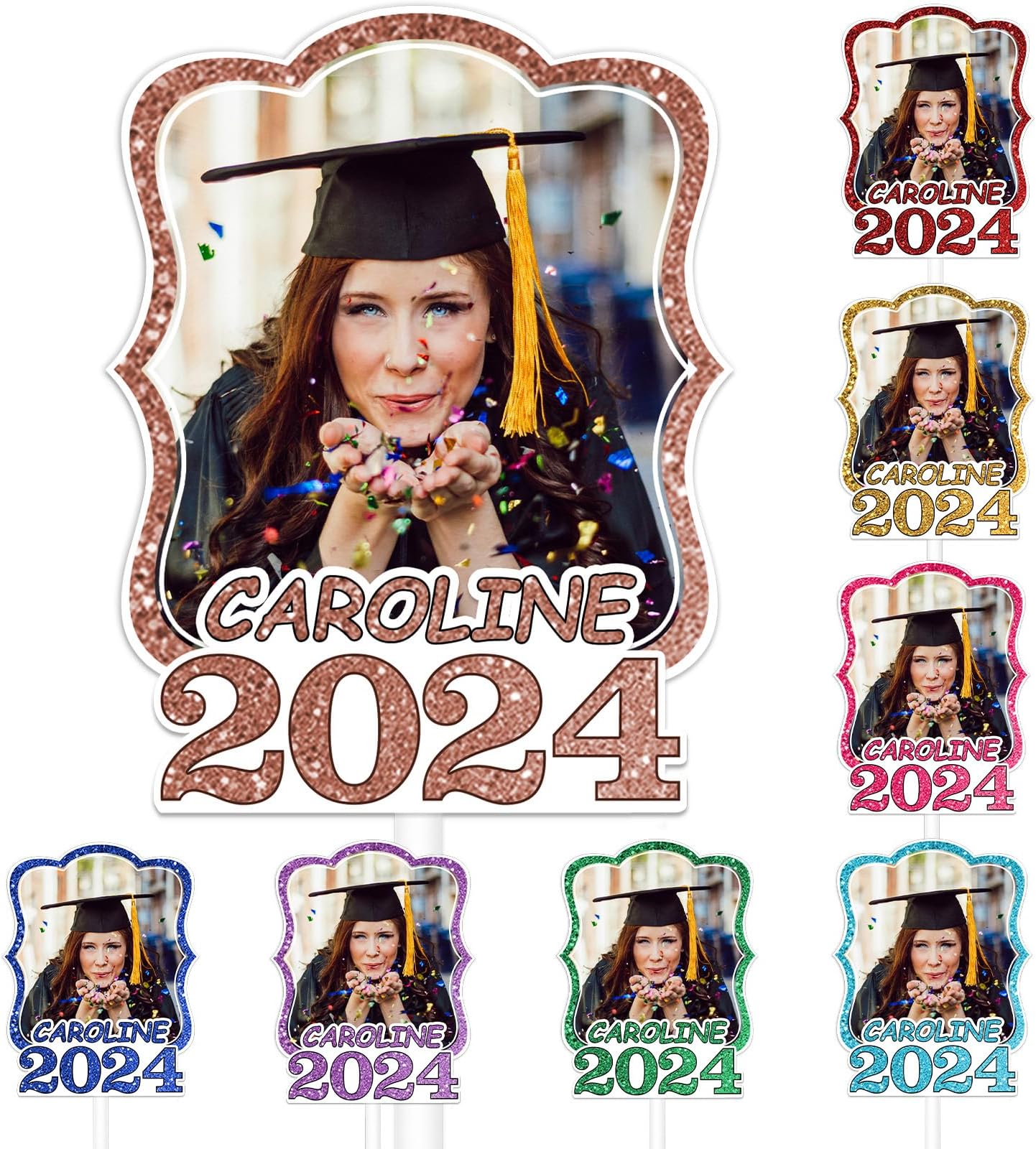 Amazon.com: Custom Graduation Big Cutout Head on a Stick Graduation ...