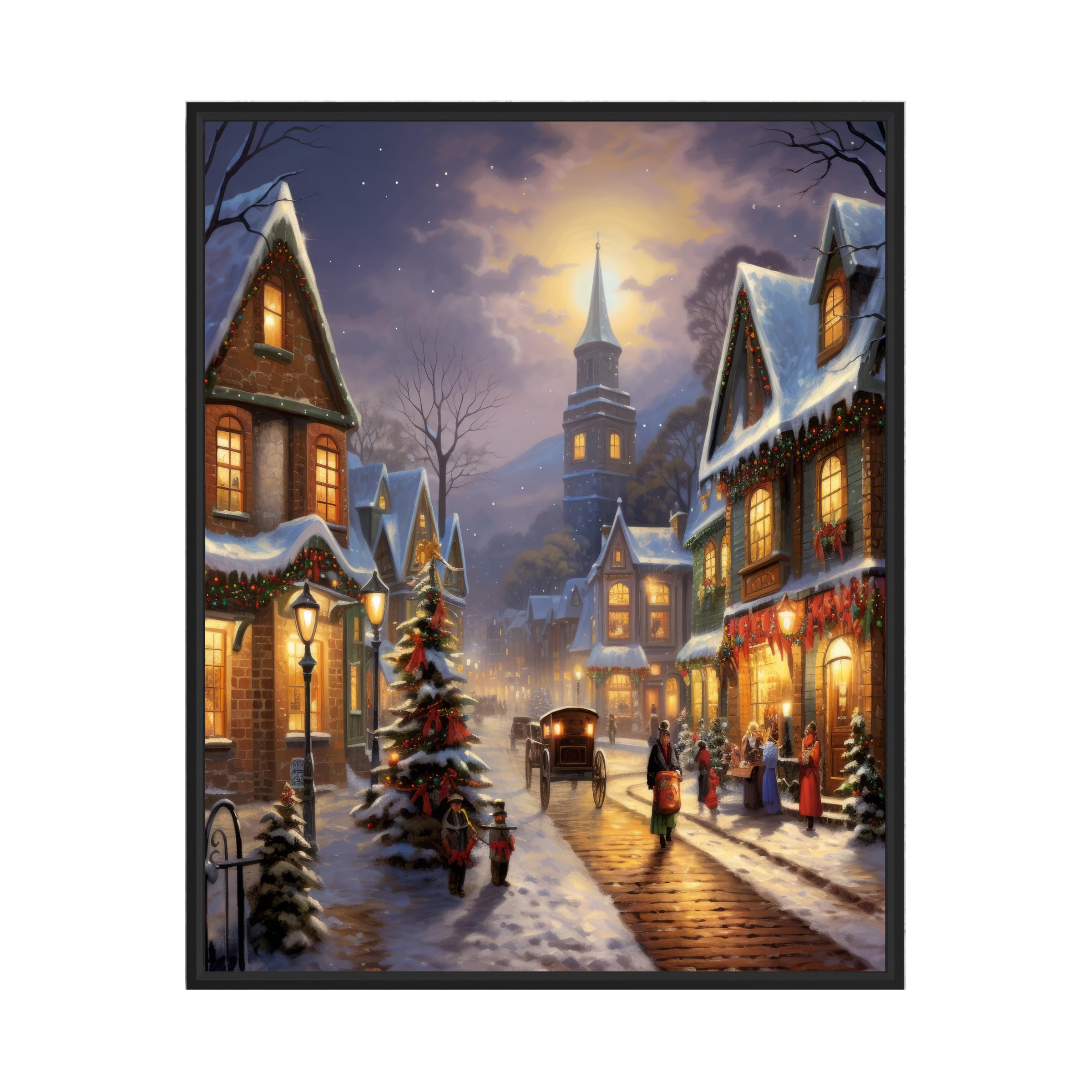Amazon.com: Festive Village Christmas Poster Art Print, Holiday ...