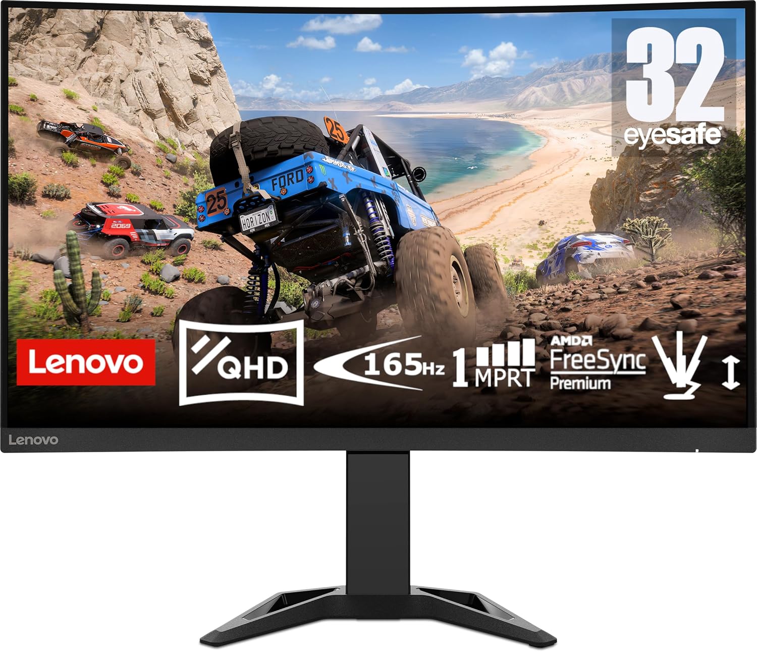 Lenovo G32qc-30 32 Inch Gaming Monitor | WQHD, 1440p, 165Hz, 0.5ms ...