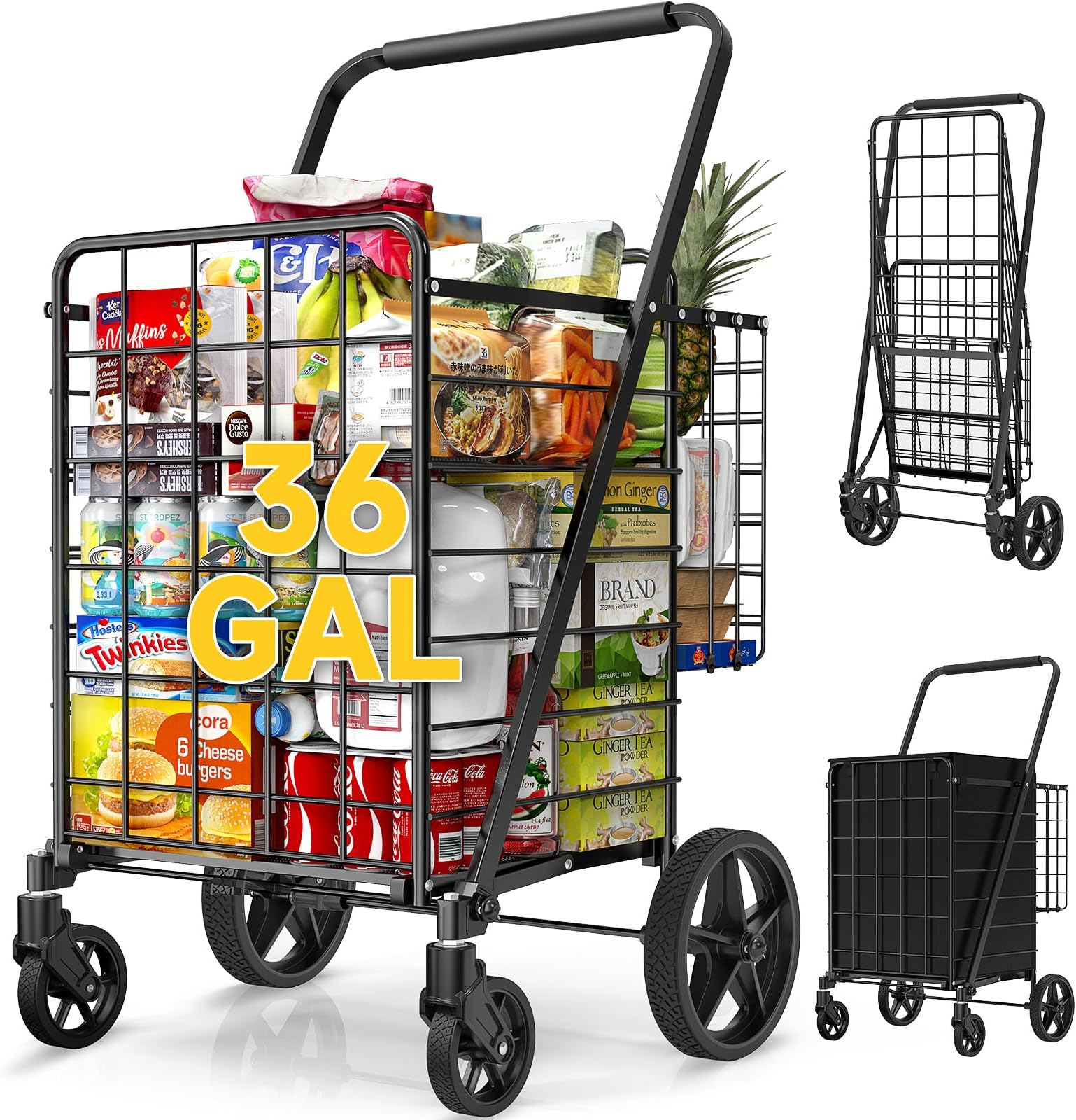 Amazon.com: 450lbs Capacity Shopping Cart,Upgrade Huge Grocery Cart on ...