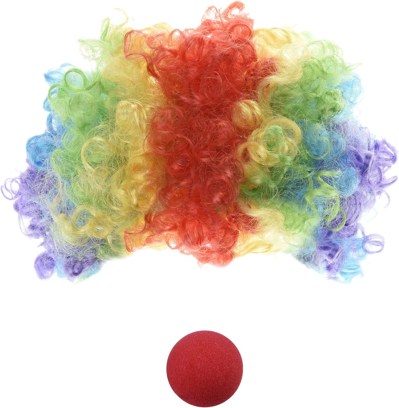 Amazon.com: jiebor Clown Costume Set Clown Rainbow Wig Nose Bow Tie ...