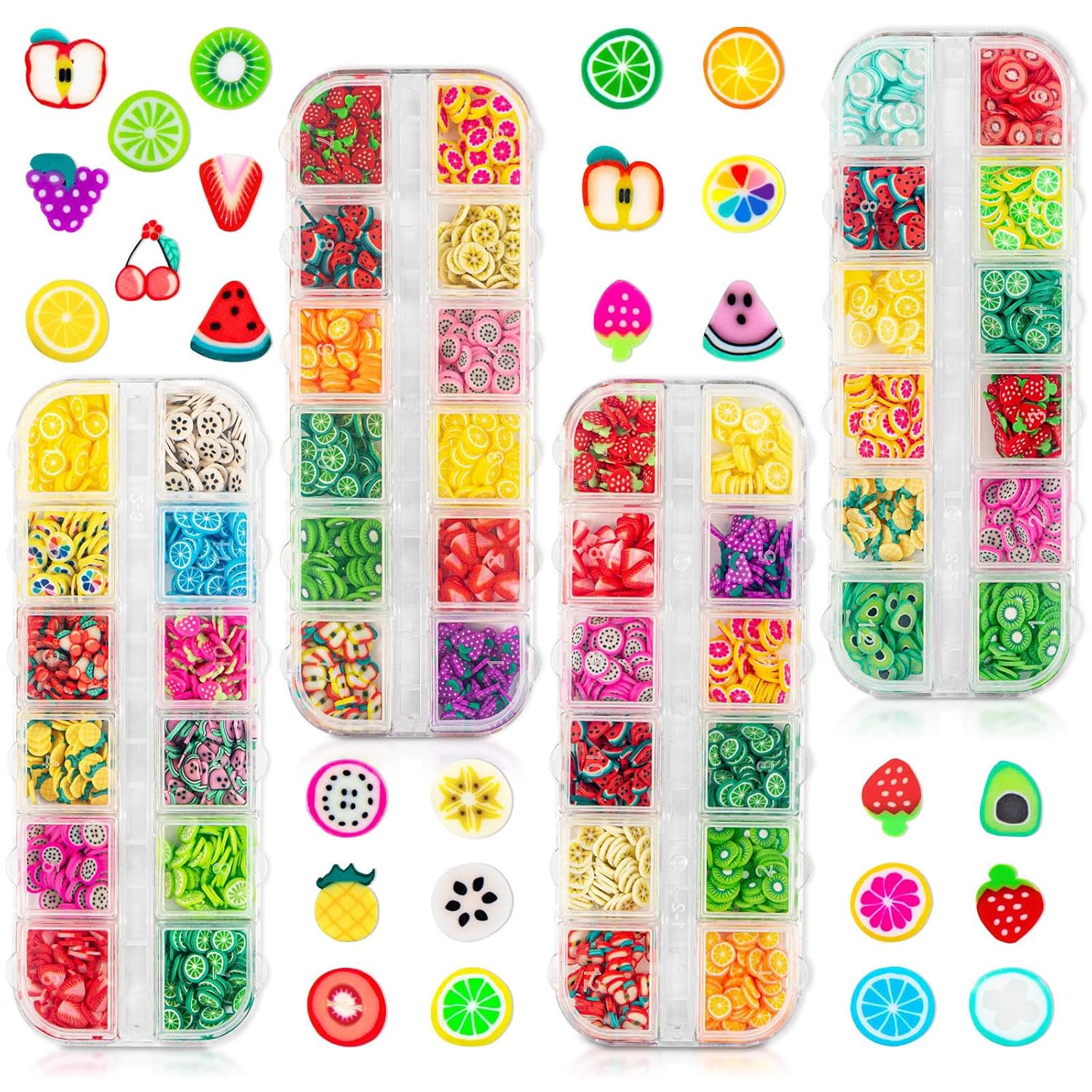 Amazon.com: 4 Boxes Clay Fruit Slices Polymer Clay Beads Fruit Slices ...