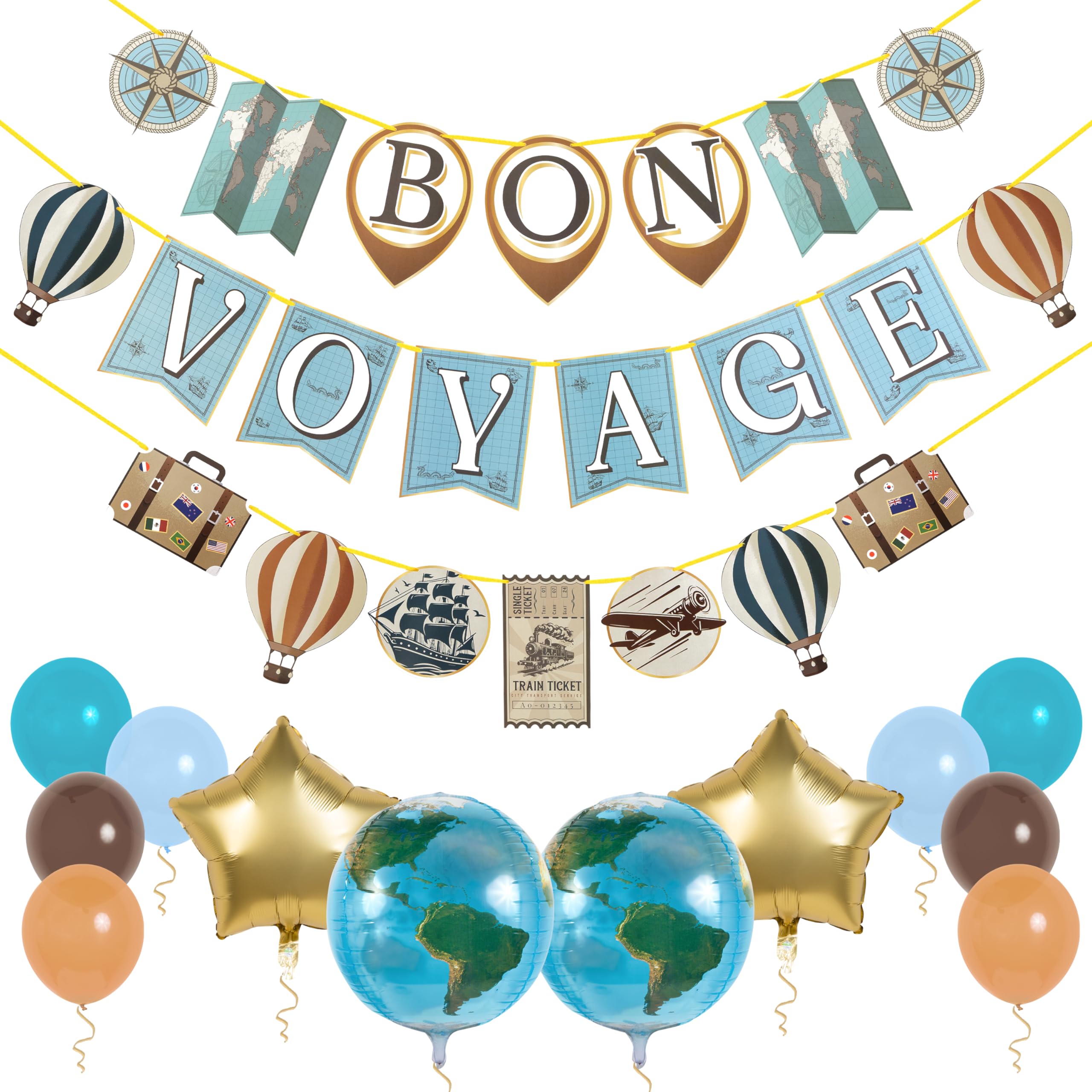 Amazon.com: Pirese Bon Voyage Party Decorations, Bon Voyage Banner, Bon ...