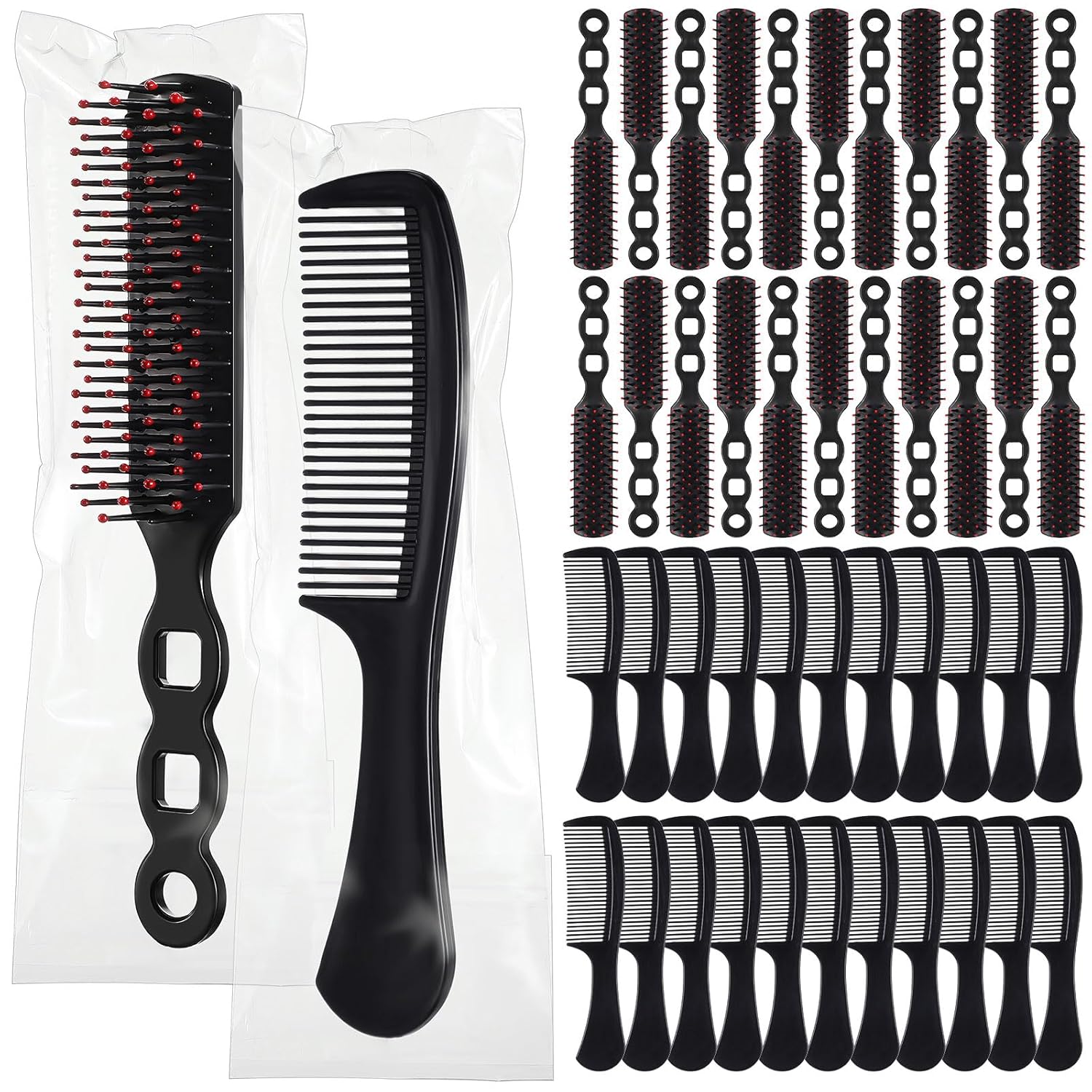 Amazon.com : SiliFine 96 Pcs Bulk Hair Brush Combs for Homeless Individually Wrapped Hair Brush ...