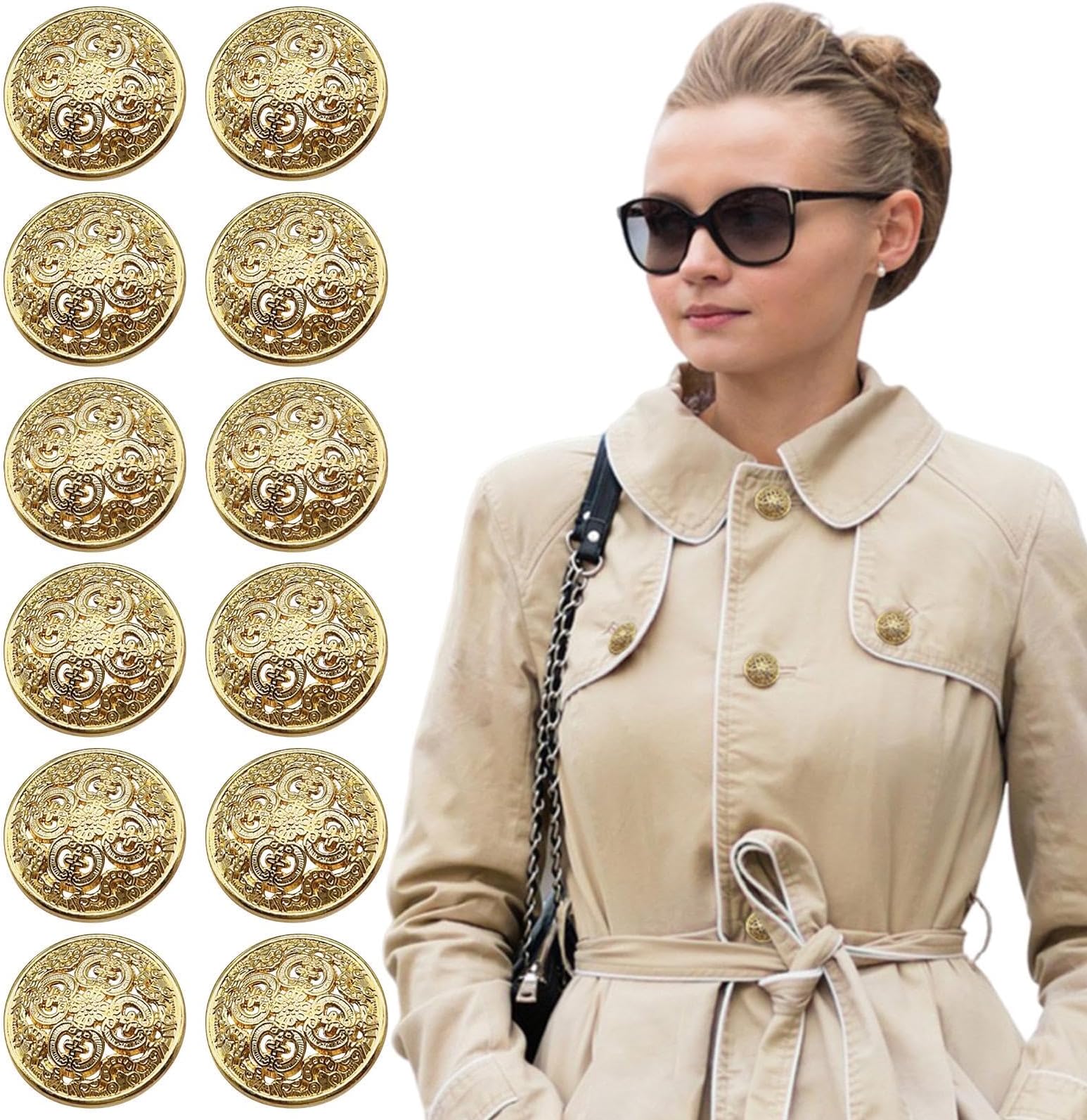 Ouligay 18Pcs Gold Buttons for Blazers Metal Blazer Buttons Set Vintage ...