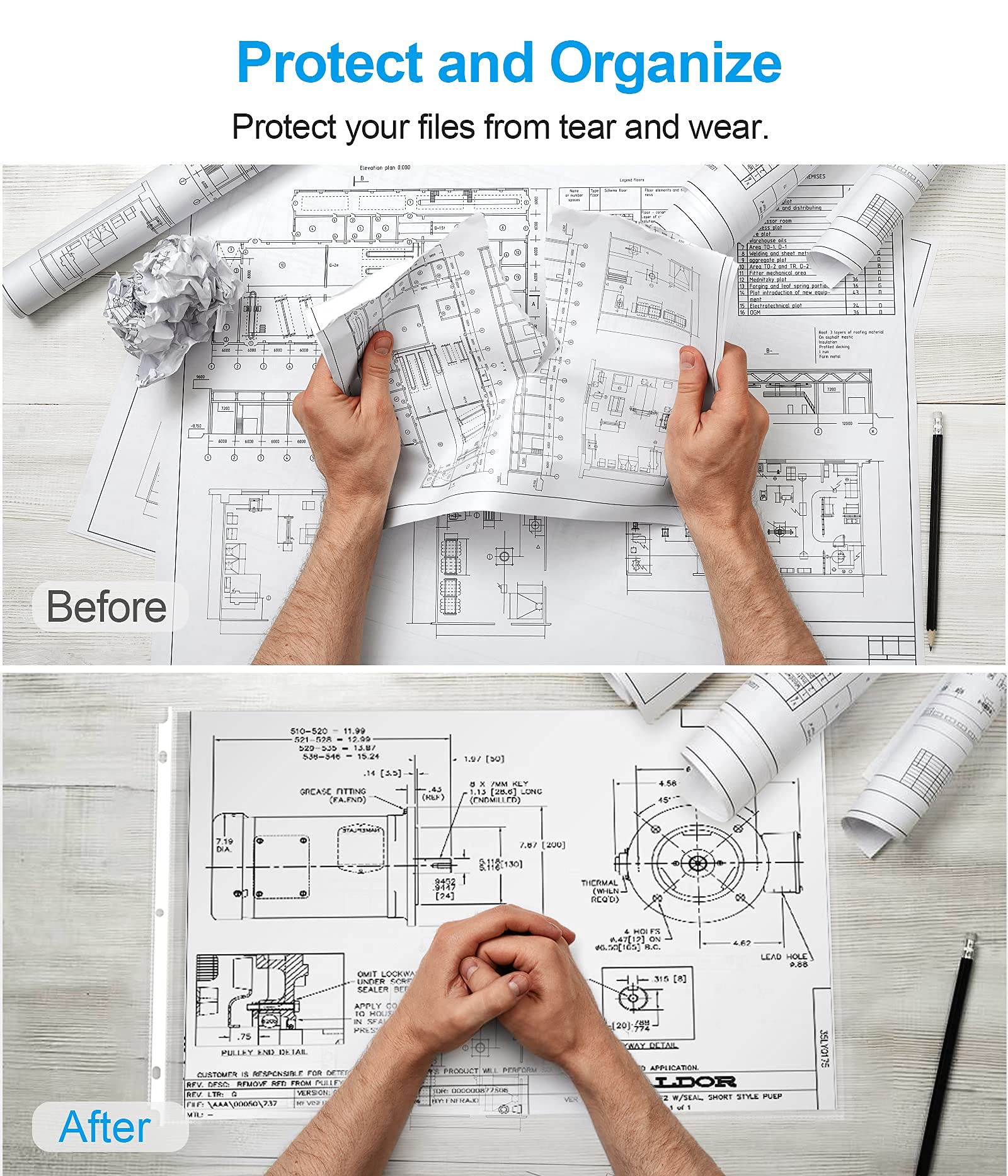 Snapklik.com : Sheet Protectors 11 X 17 Inch, Ledger Size Clear Plastic ...