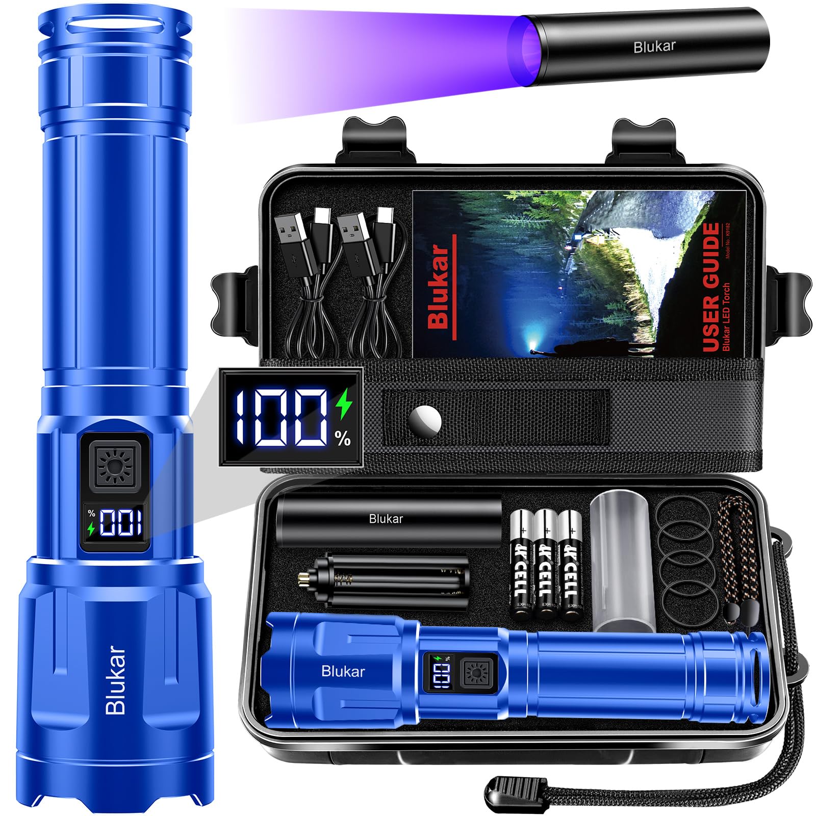Snapklik.com : Blukar Flashlight High Lumens Rechargeable- 3 Color ...