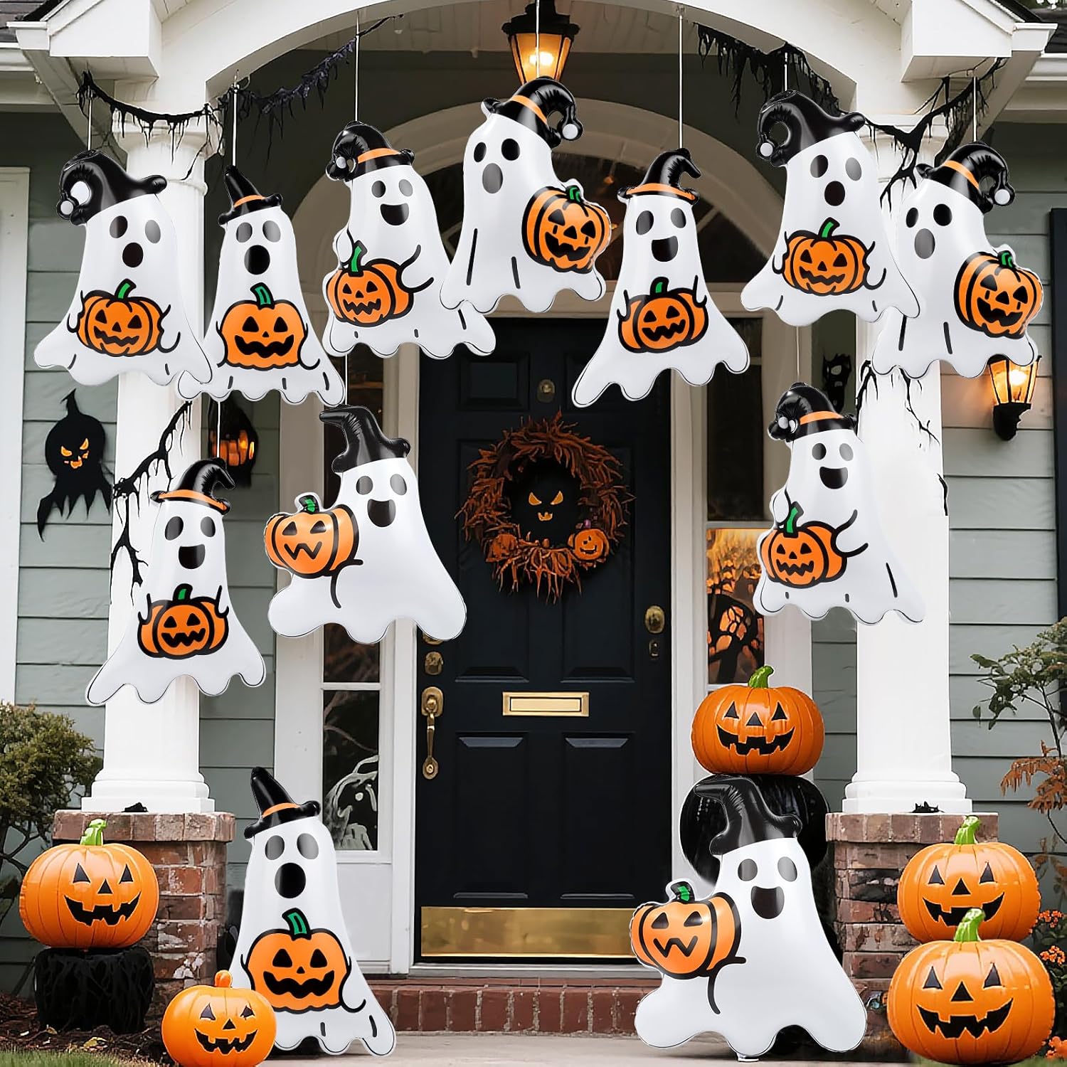 Amazon.com: Larber 12 Packs 16 Inches Halloween Inflatable Ghost ...