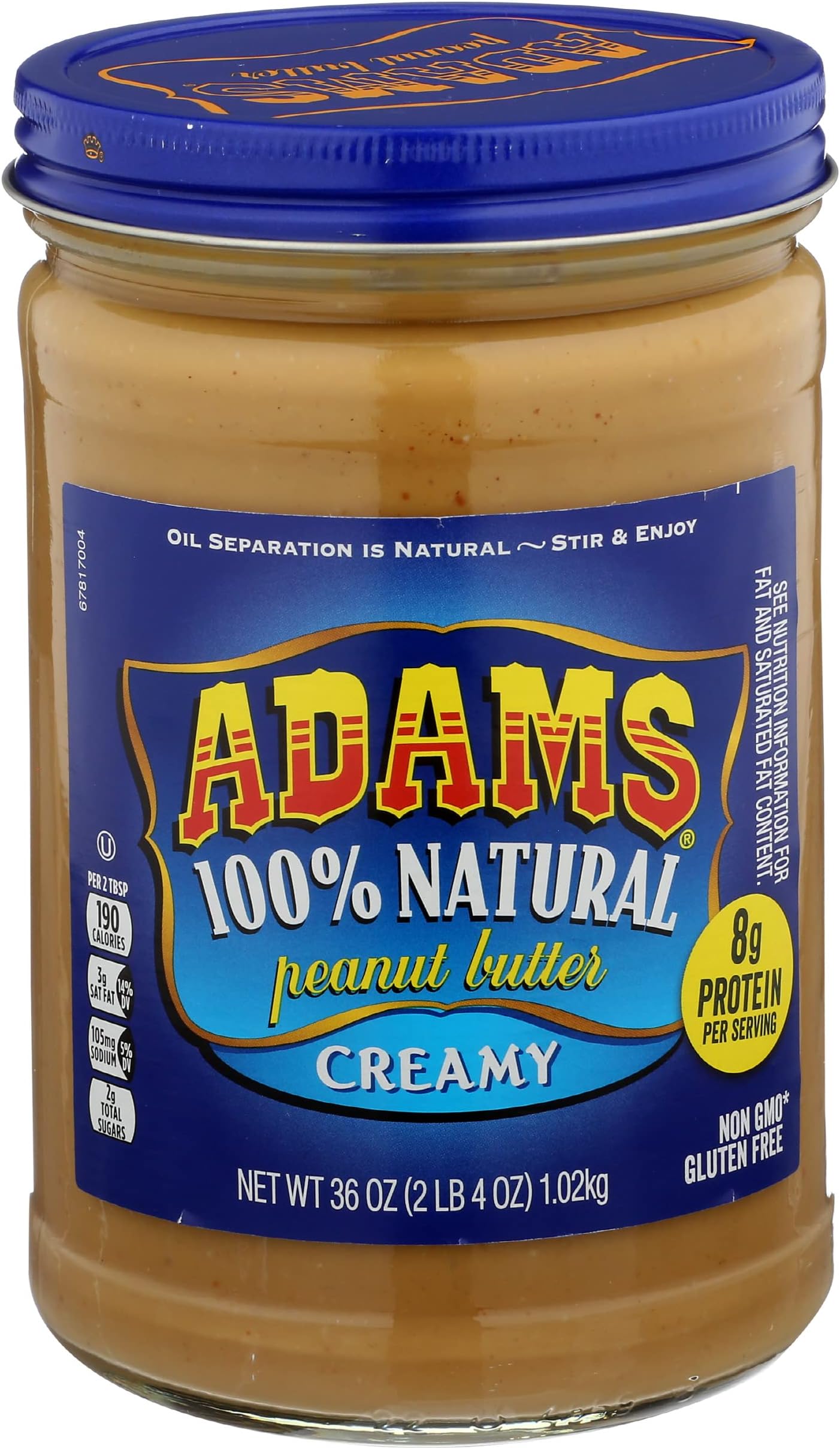 Amazon.com : Adams 100% Natural Creamy Peanut Butter, 36 Ounces ...