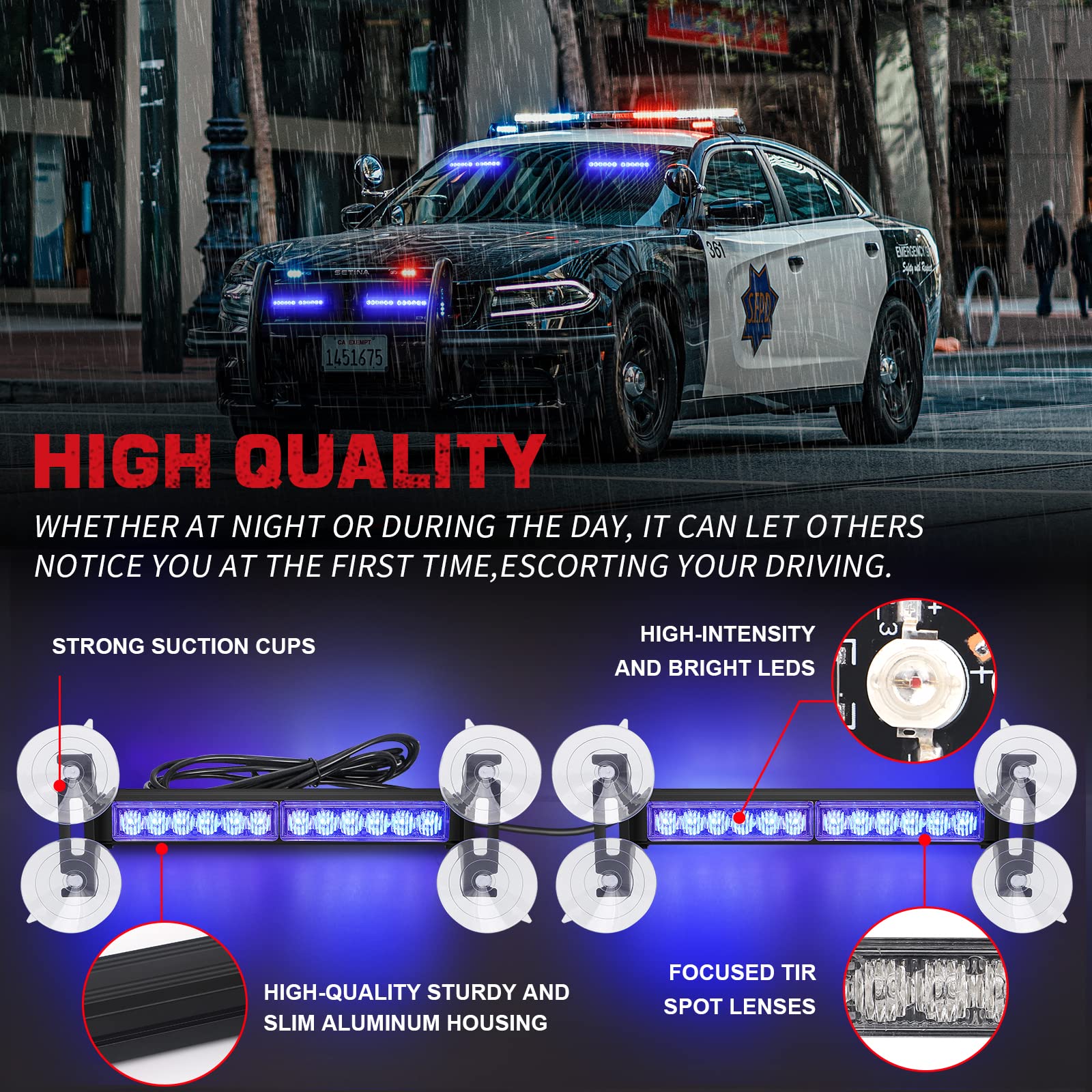 Snapklik.com : 2X 10.7 Inch Emergency Strobe Lights Bar 24 LED Blue ...