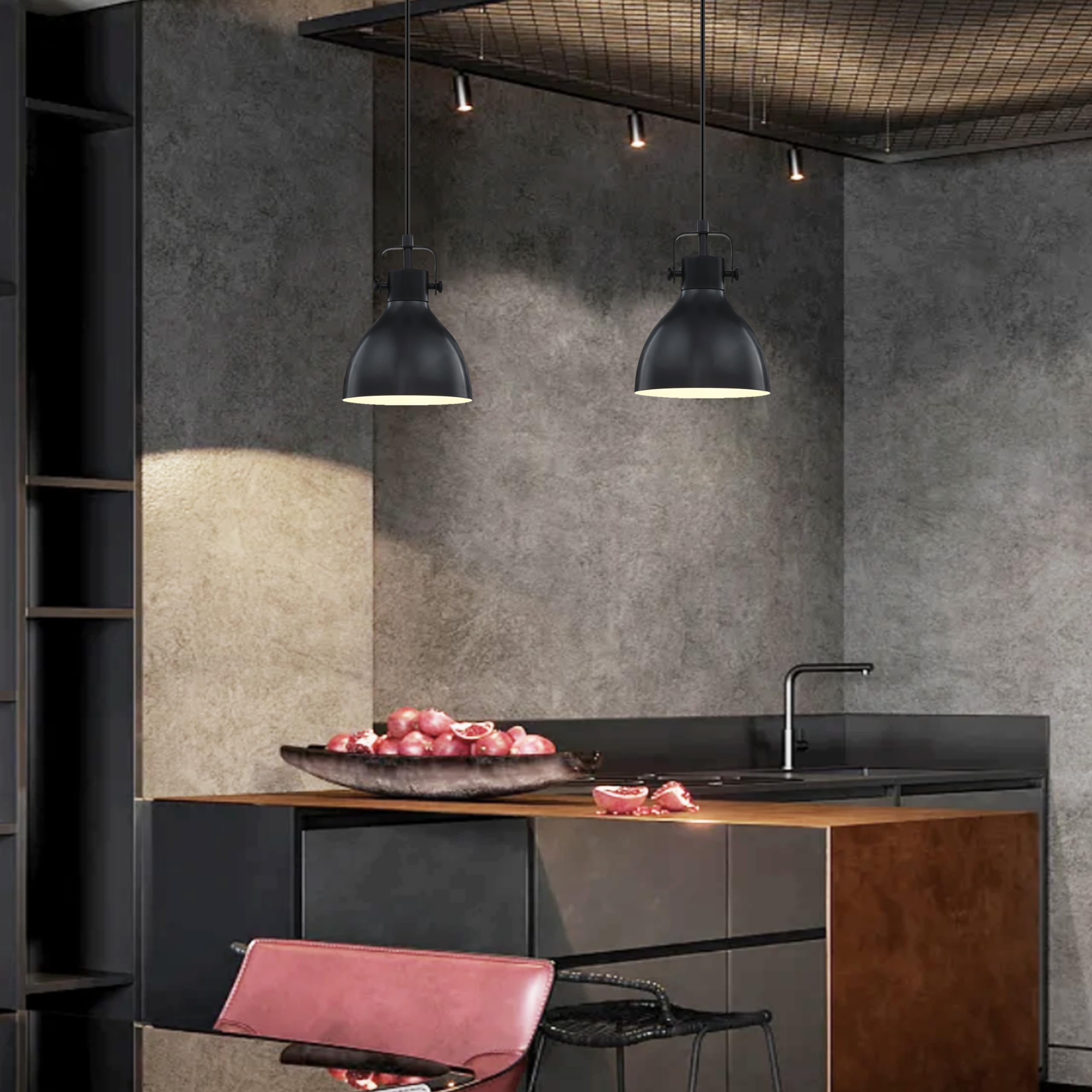 Modern Farmhouse Gold Hanging Pendant Light 2 Pack 1 Light Rustic ...