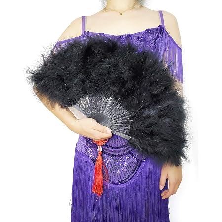 Amazon.com: Handheld Marabou Feather Fan, 1920s Vintage Style Flapper ...