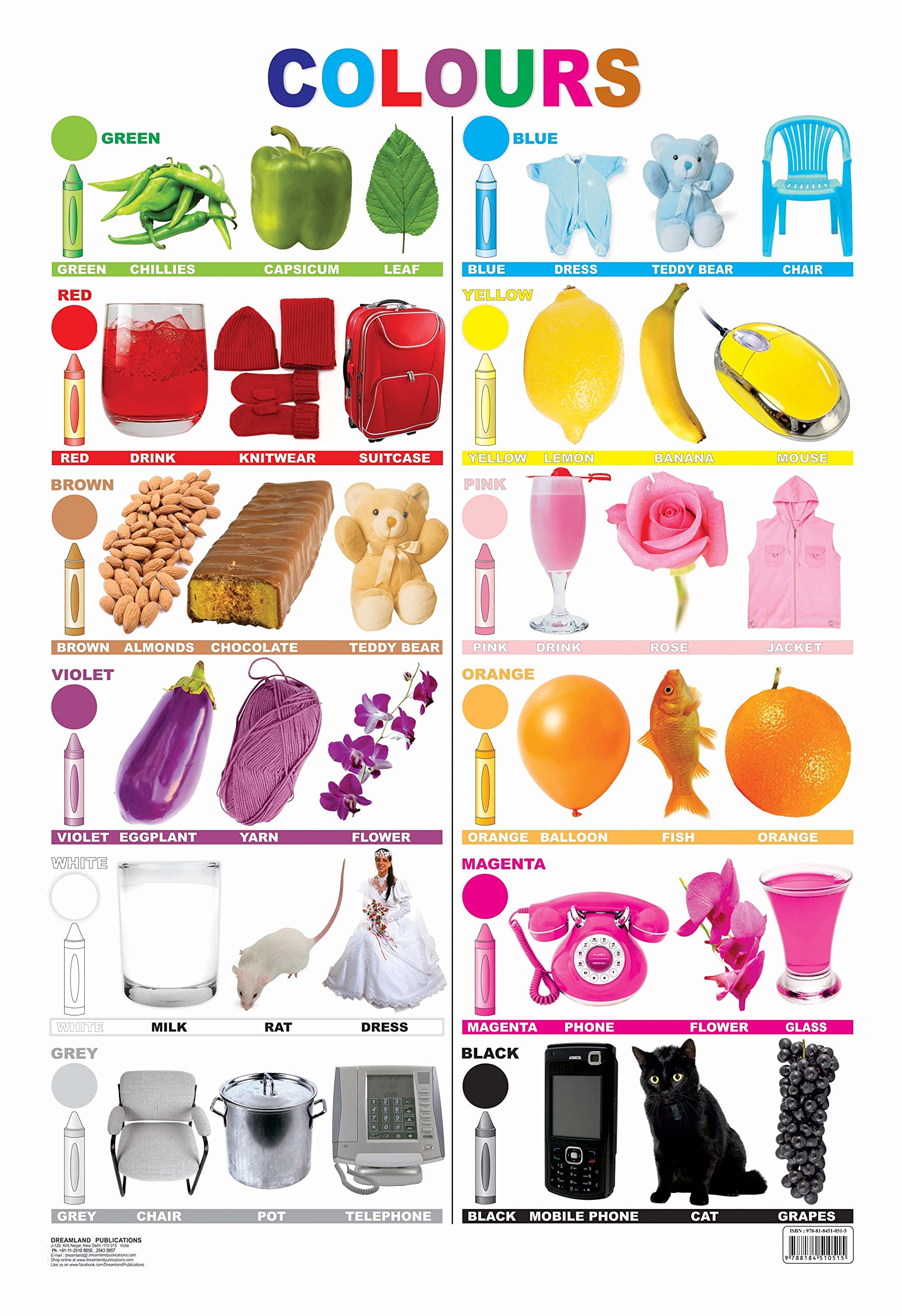 Buy Colours Educational Wall Chart For Kids - Both Side Hard Laminated ...