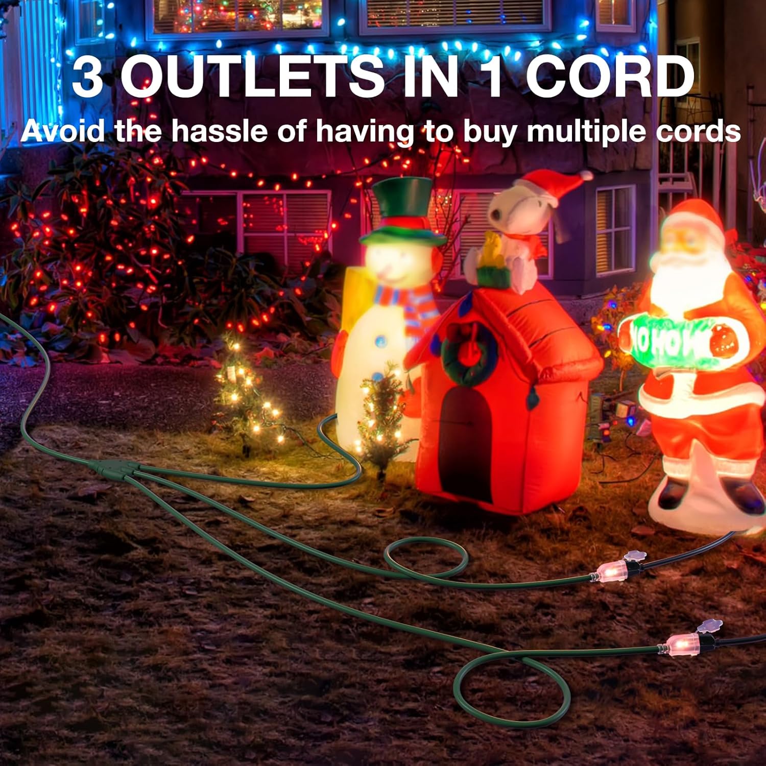 addlon Cable de extensión para exteriores de 1 a 3 divisores con ...