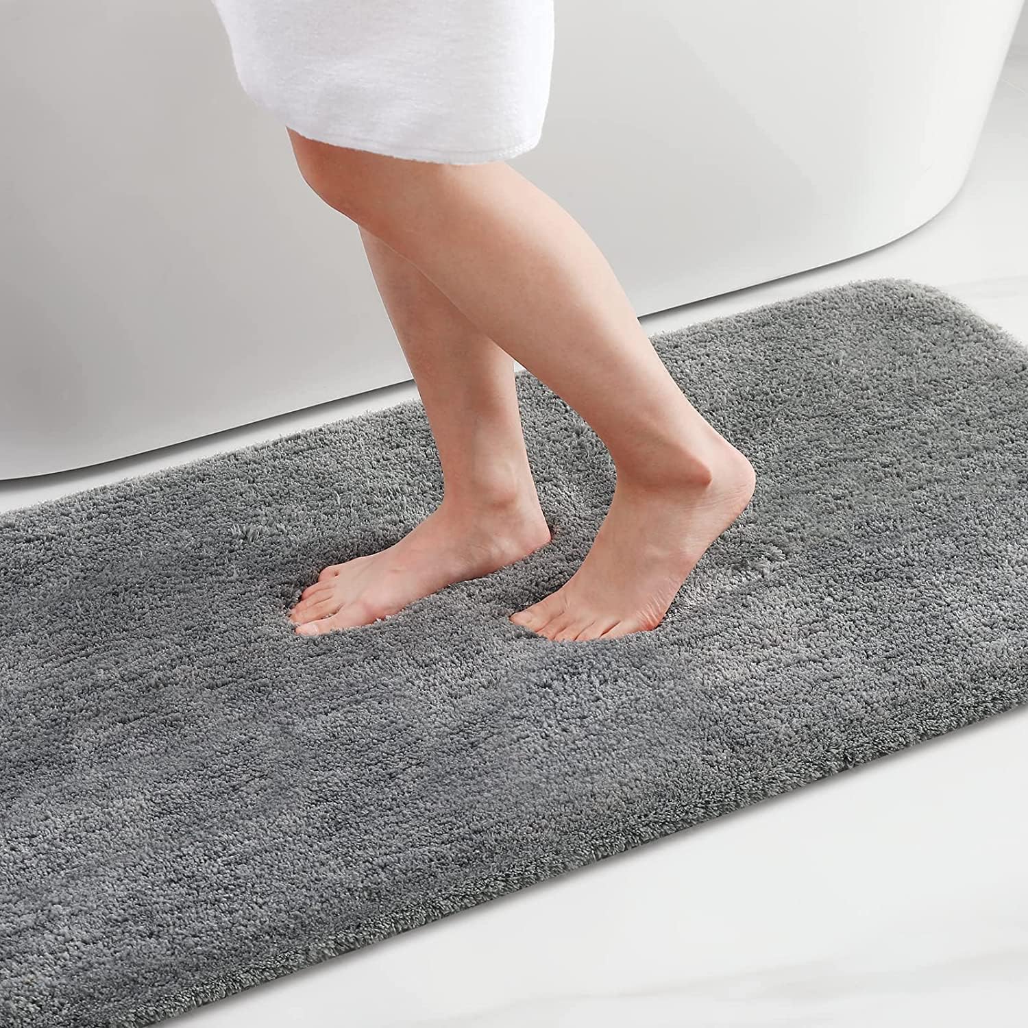 smiry Non Slip Chenille Bath Mat, Extra Soft Bathroom Mat, Super ...