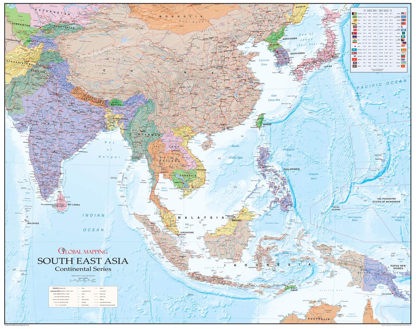 South East Asia Political Map - Size A1-59.4 x 84.1 cm - Vinyl : Amazon ...