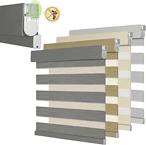 Amazon.com: MoDanCeQ No Drill No Tools Zebra Blinds for Windows,Cordless,Blackout,Premium Thick ...
