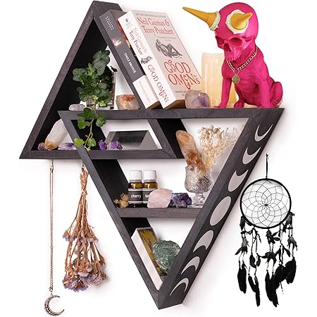 Amazon.com: FM Moon Phase Triangle Shelf with Hooks - Moon Shelf for ...