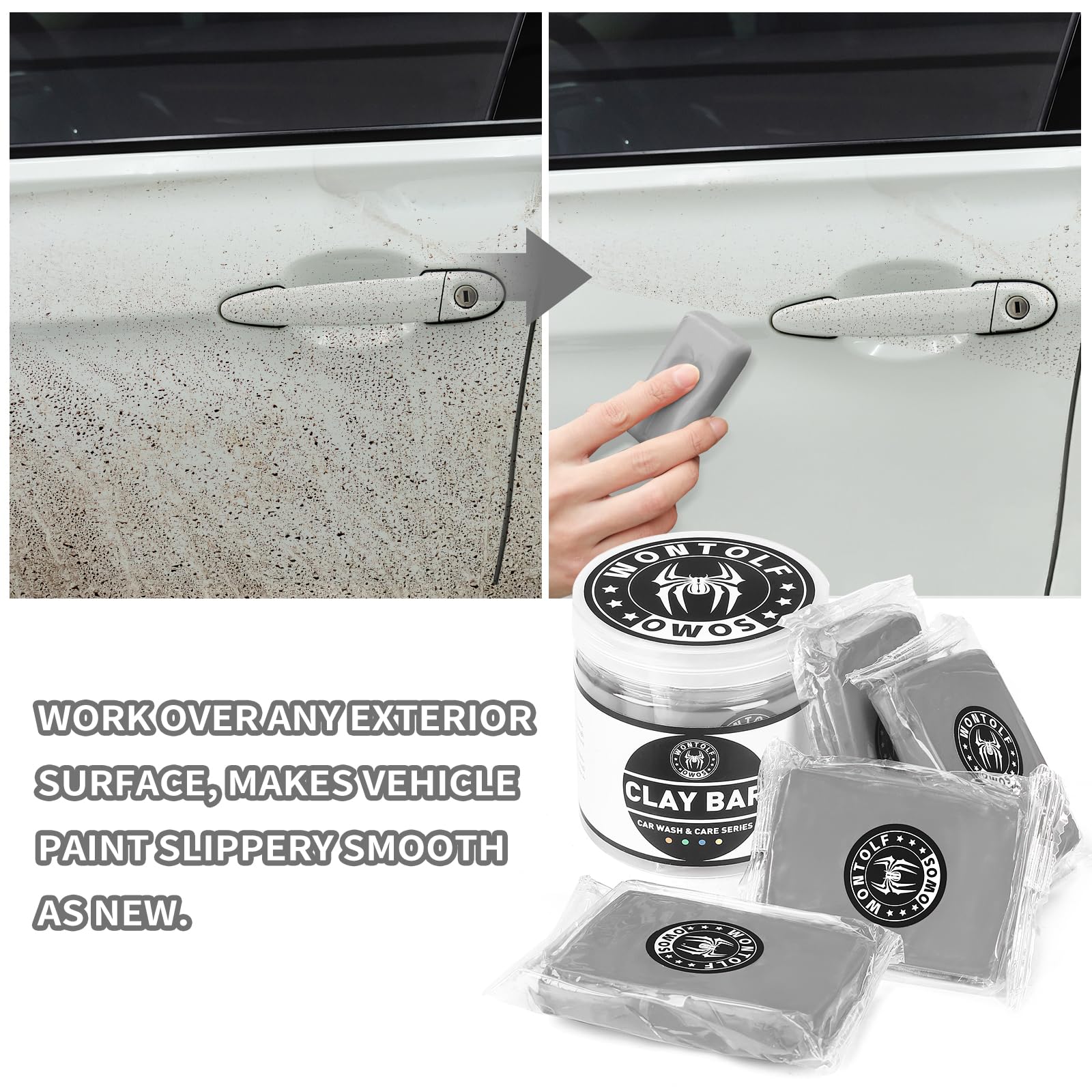 Snapklik.com : Wontolf Midium Car Clay Bar 4 Pack 100g Premium Grade ...