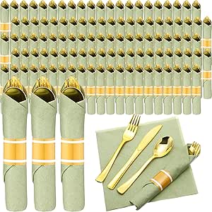 Amazon.com: Zubebe 100 Pack Rolled Silverware Pre Rolled Silverware Set ...