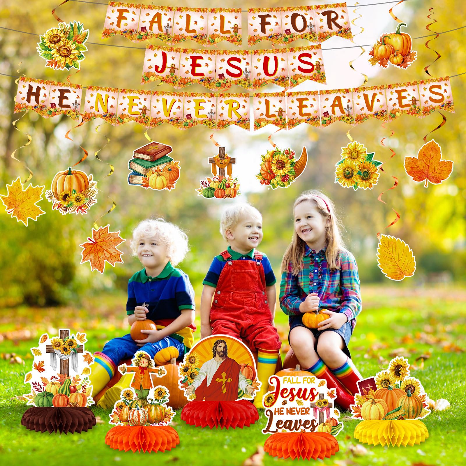 Snapklik.com : 29 Pack Fall For Jesus He Never Leaves Decorations Fall ...