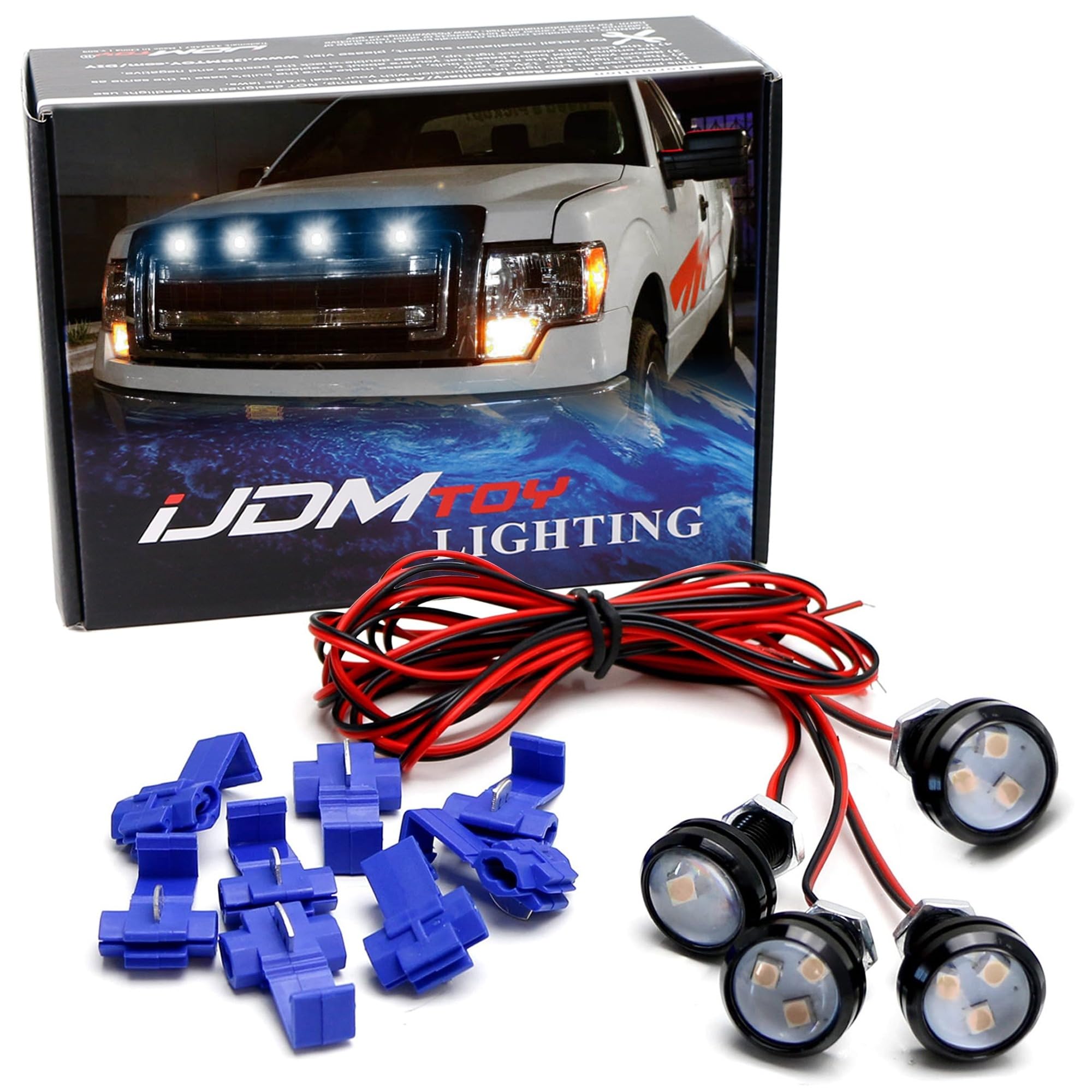 iJDMTOY 4pc White LED Grille Lighting Kit Compatible With Chevy Dodge ...