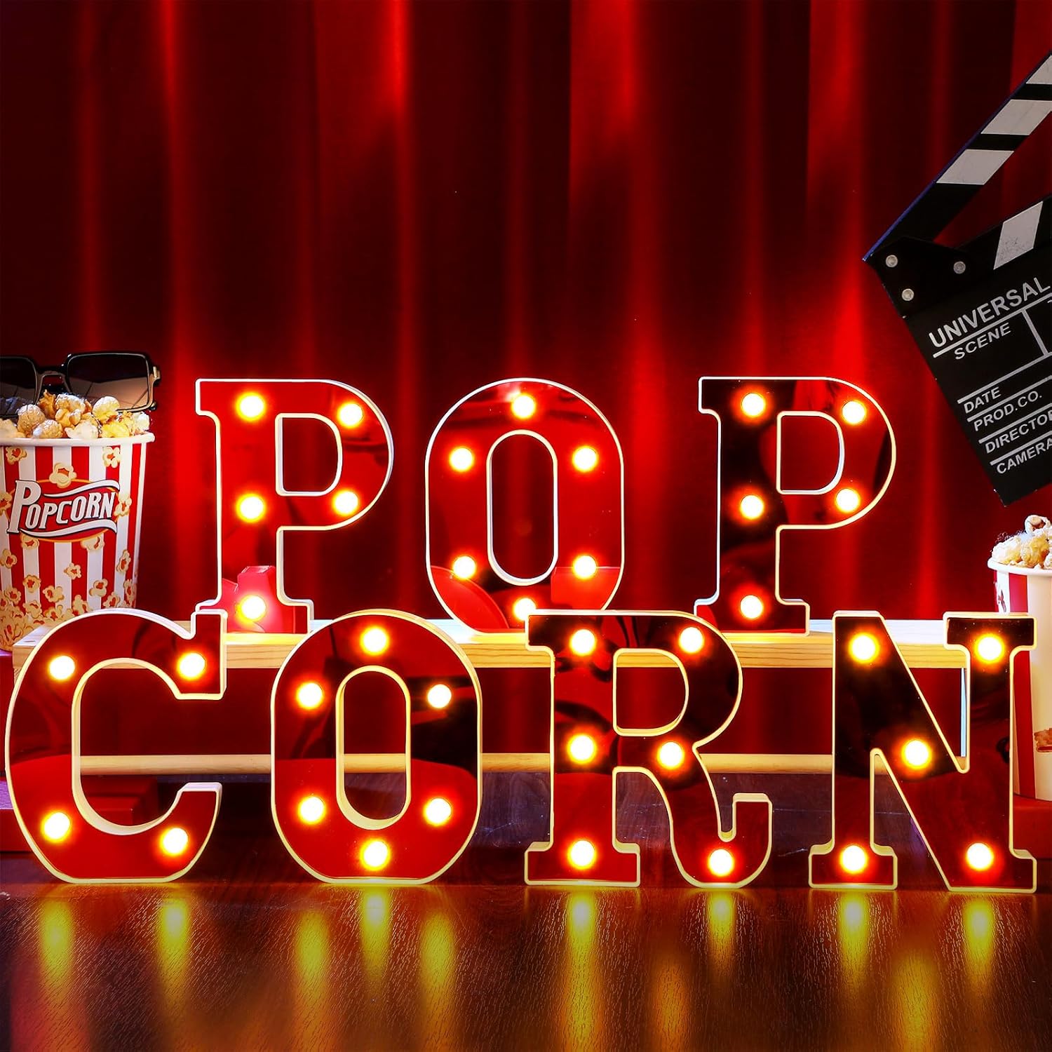 Amazon.com: Aurelema Popcorn Light up Letters Sign Party Decorations ...