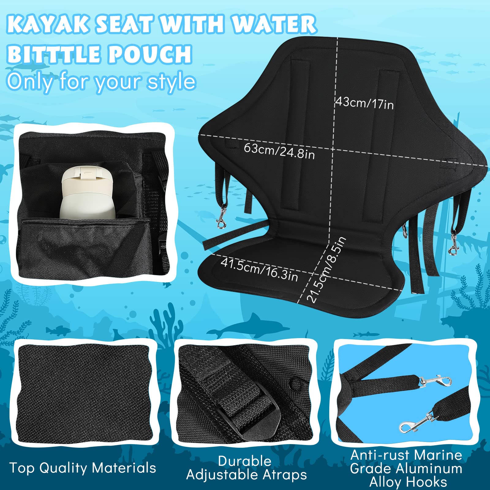 4 Pieces Kayak Seats with Back Support for Sit on Top Padded Fishing ...