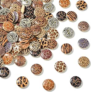 Amazon.com: LiQunSweet 100 Pcs Leopard Print Wood Buttons 2-Hole Flat ...