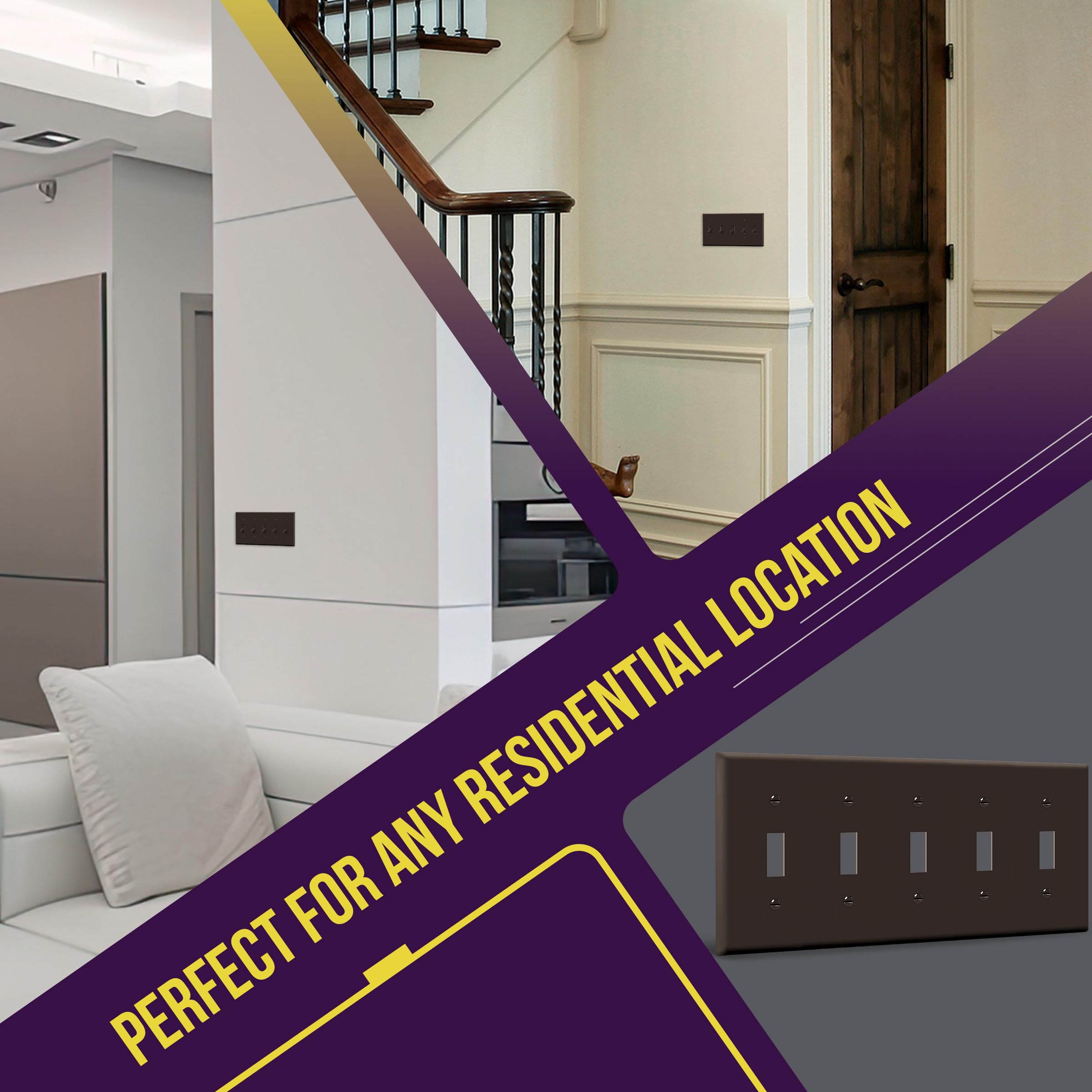 Snapklik.com : Five Gang Light Switch Wall Plate, Toggle Switch Plate ...