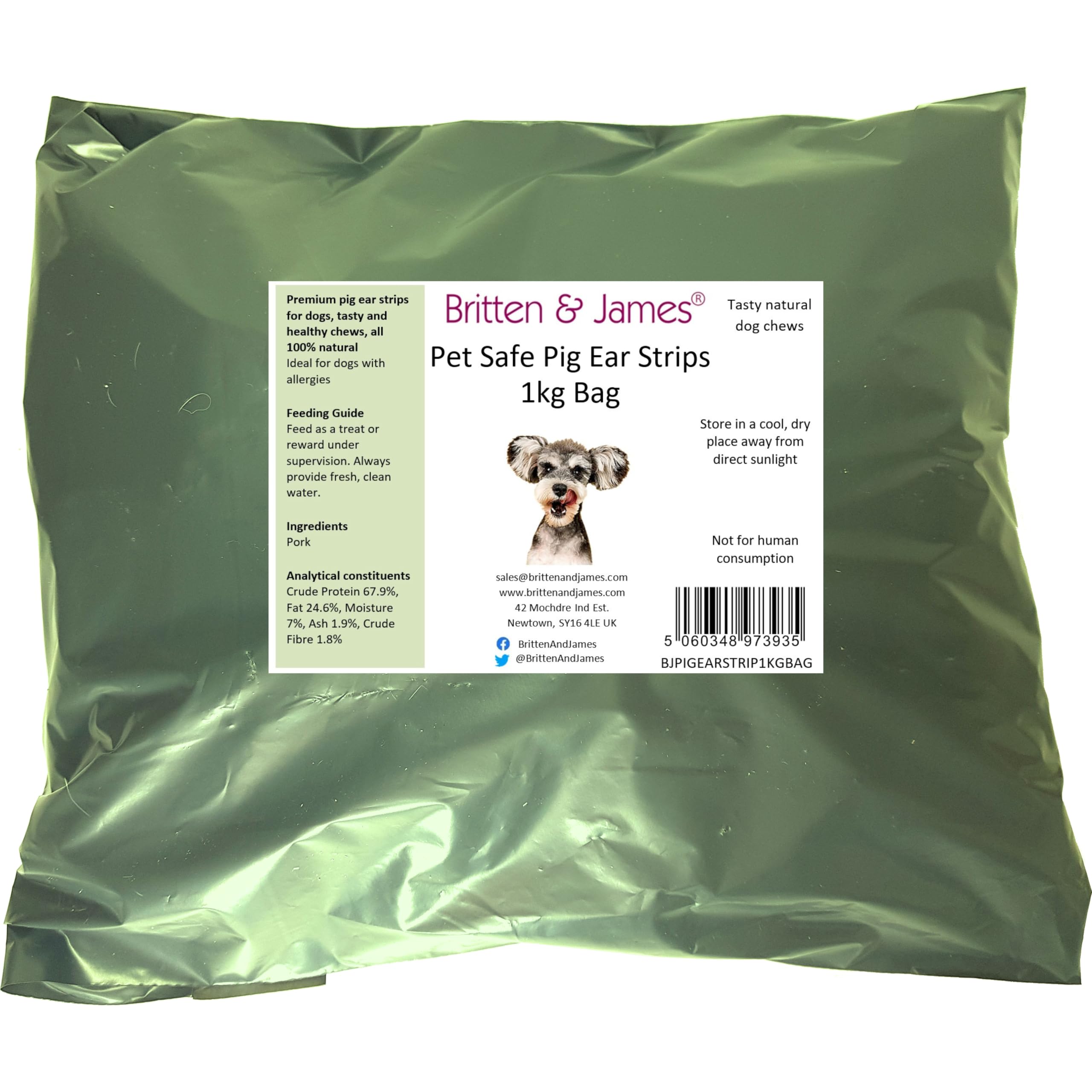 Britten & James Pig Ear Strips for Dogs (1kg refill bag). A 100% ...